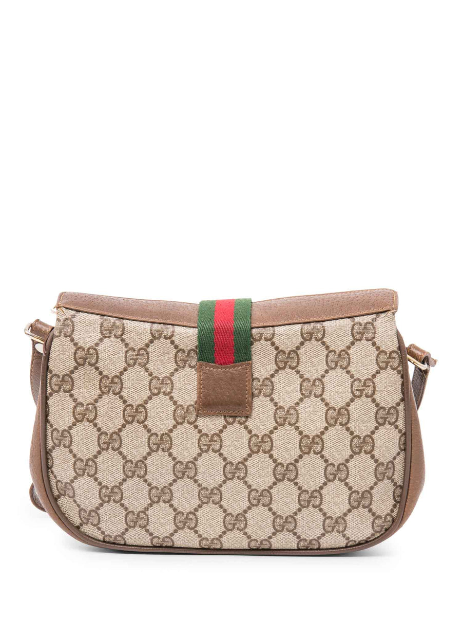 Gucci GG Logo Webstripe Messenger Bag Brown
