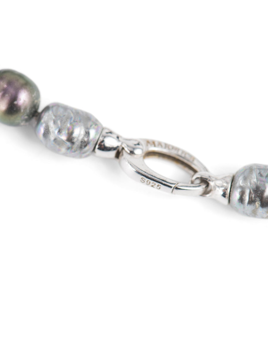 Majorica Sterling Silver Large Pearl Necklace Grey