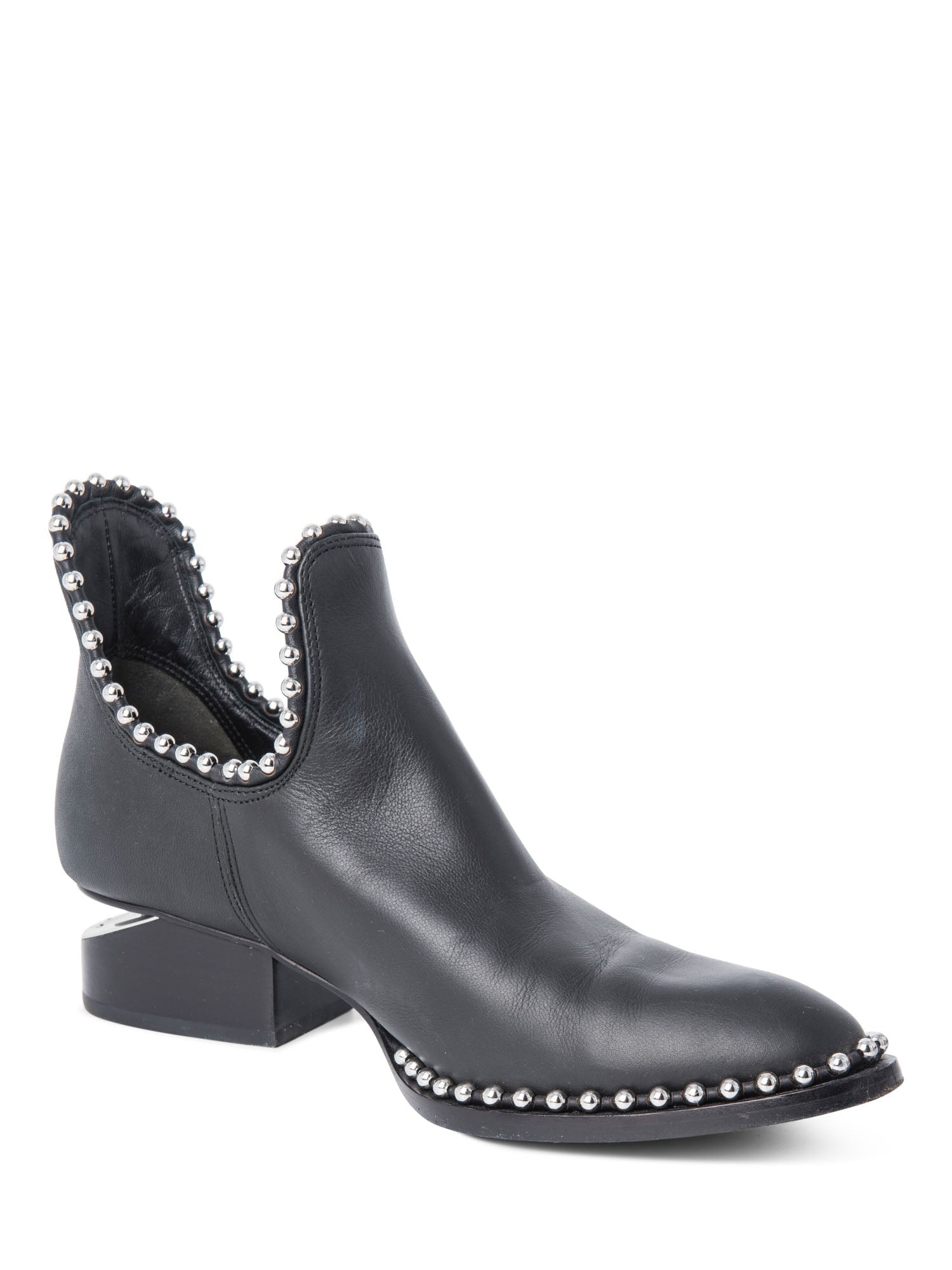 Alexander Wang Studded Leather Cowboy Booties Black