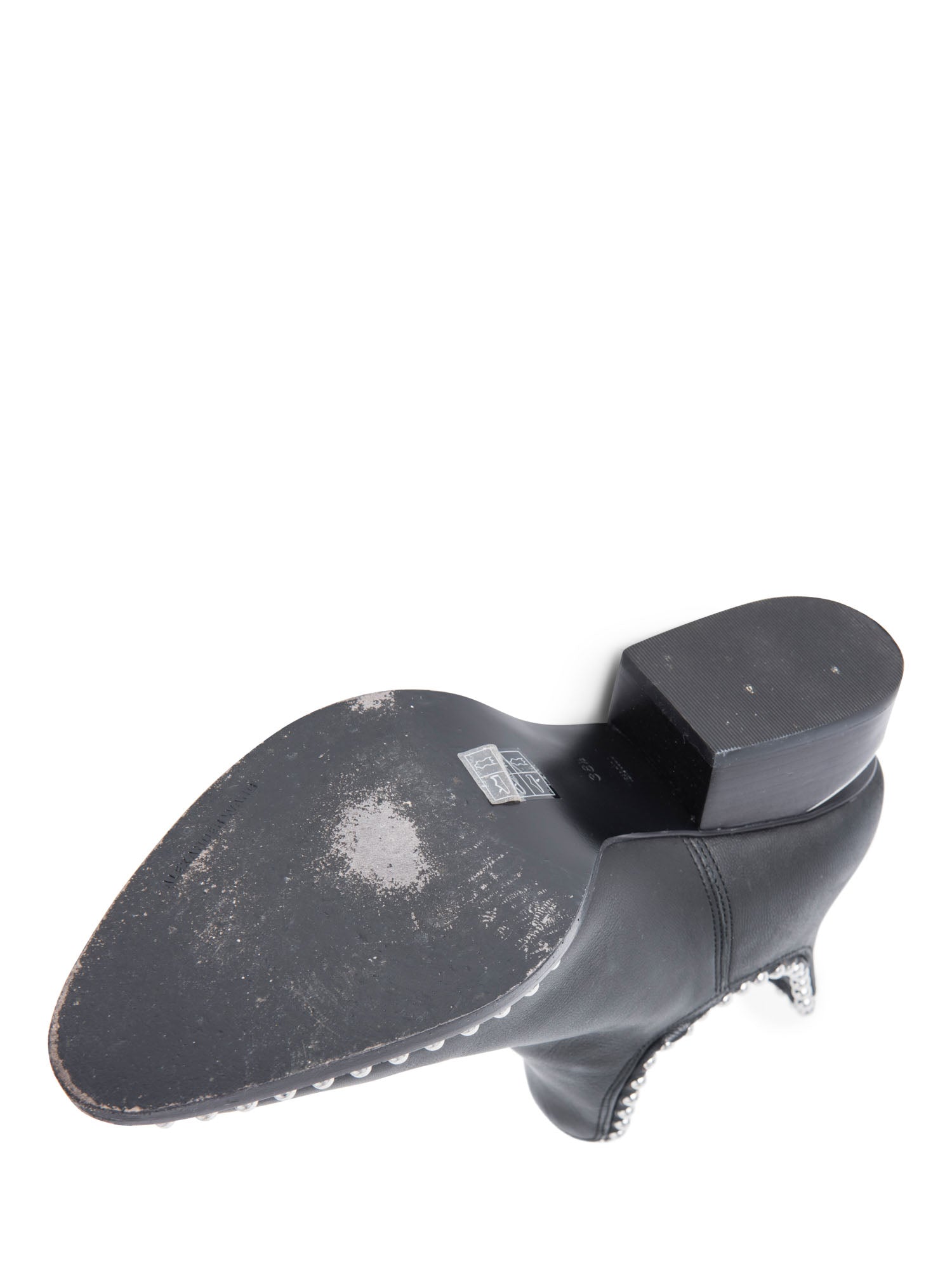 Alexander Wang Studded Leather Cowboy Booties Black