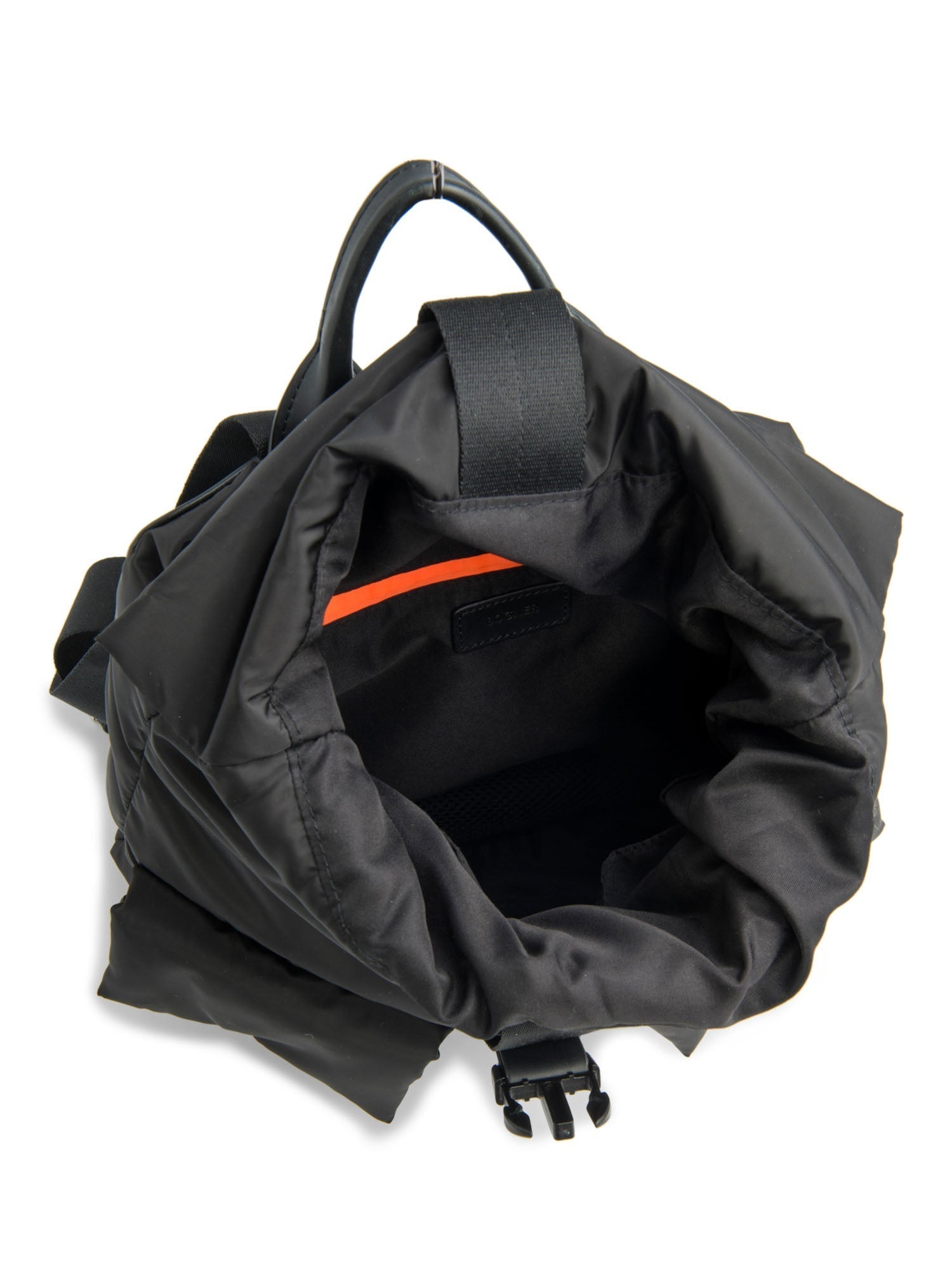 Bogner Logo Leather Nylon Puffy Backpack Black