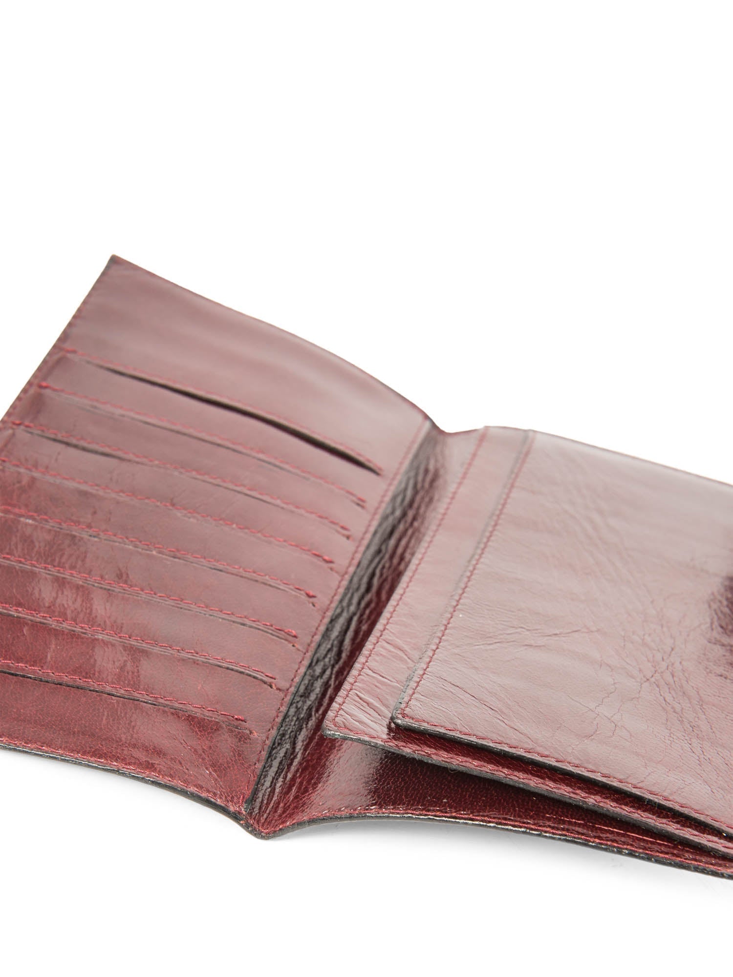 Bottega Veneta Shiny Exotic Skin Flap Wallet Burgundy