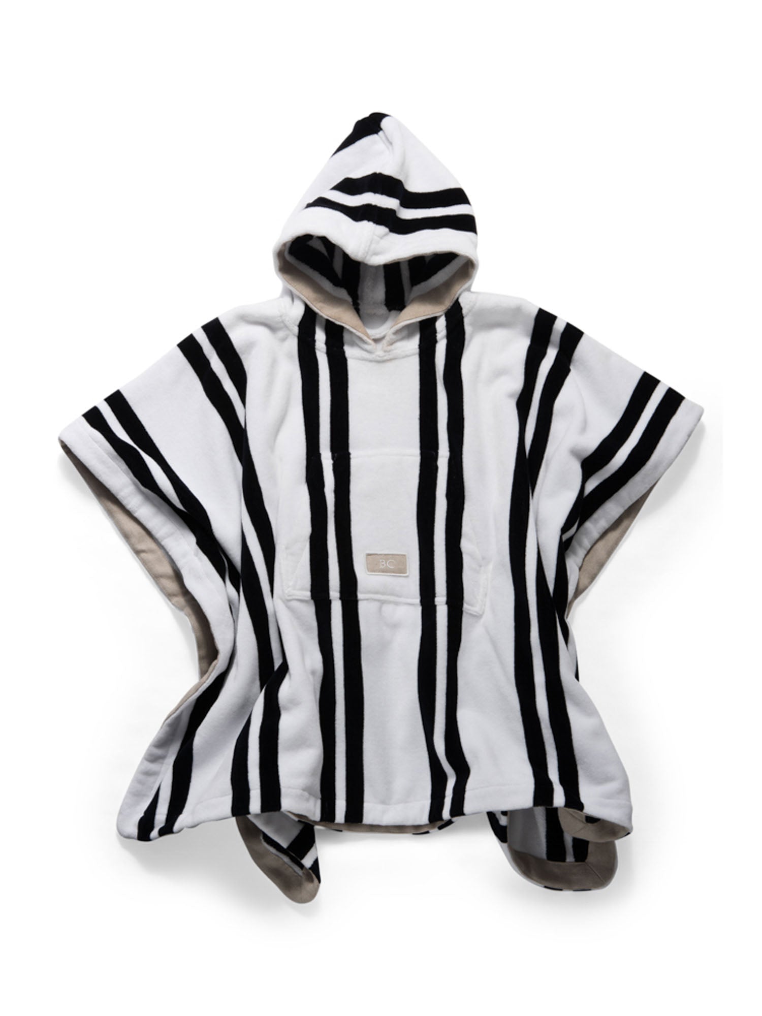 Brunello Cucinelli Terry Hooded Pocket Poncho White Black