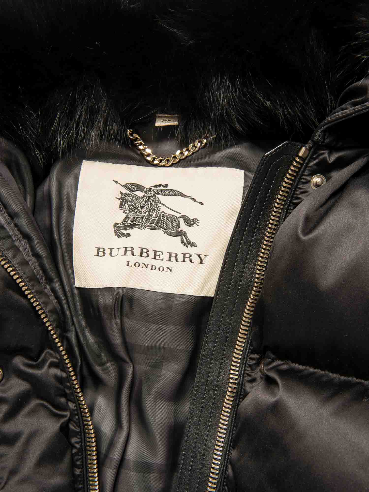 Burberry Fur Collar Oversized Puffer Down Jacket Black