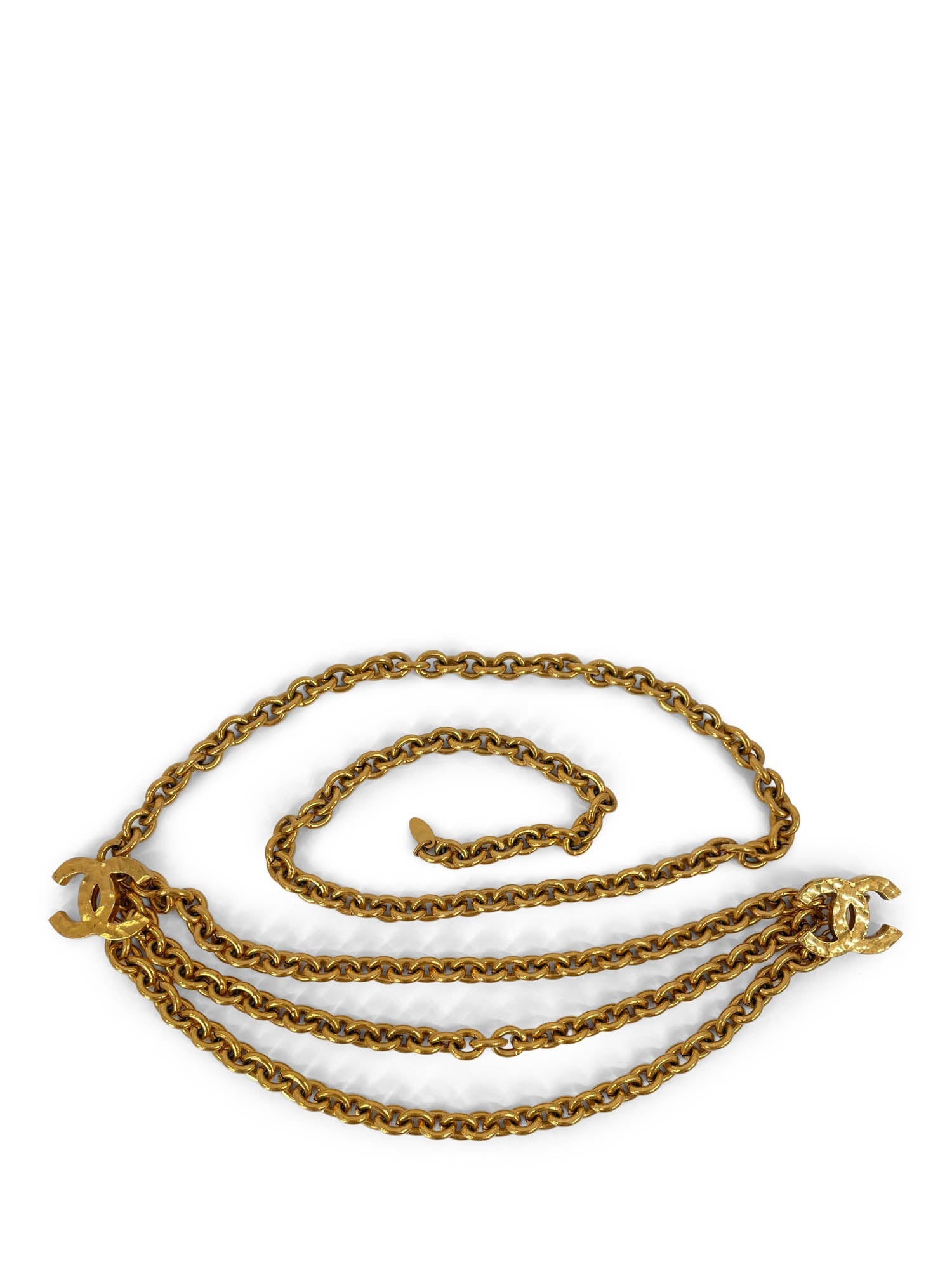 CHANEL CC Logo 24K Plated Large Link Multi Chain Belt Necklace