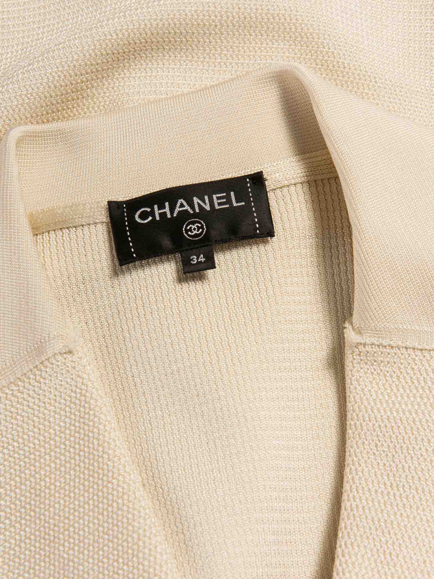 CHANEL CC Logo Buttoned Knit Cardigan Pearlescent Ivory