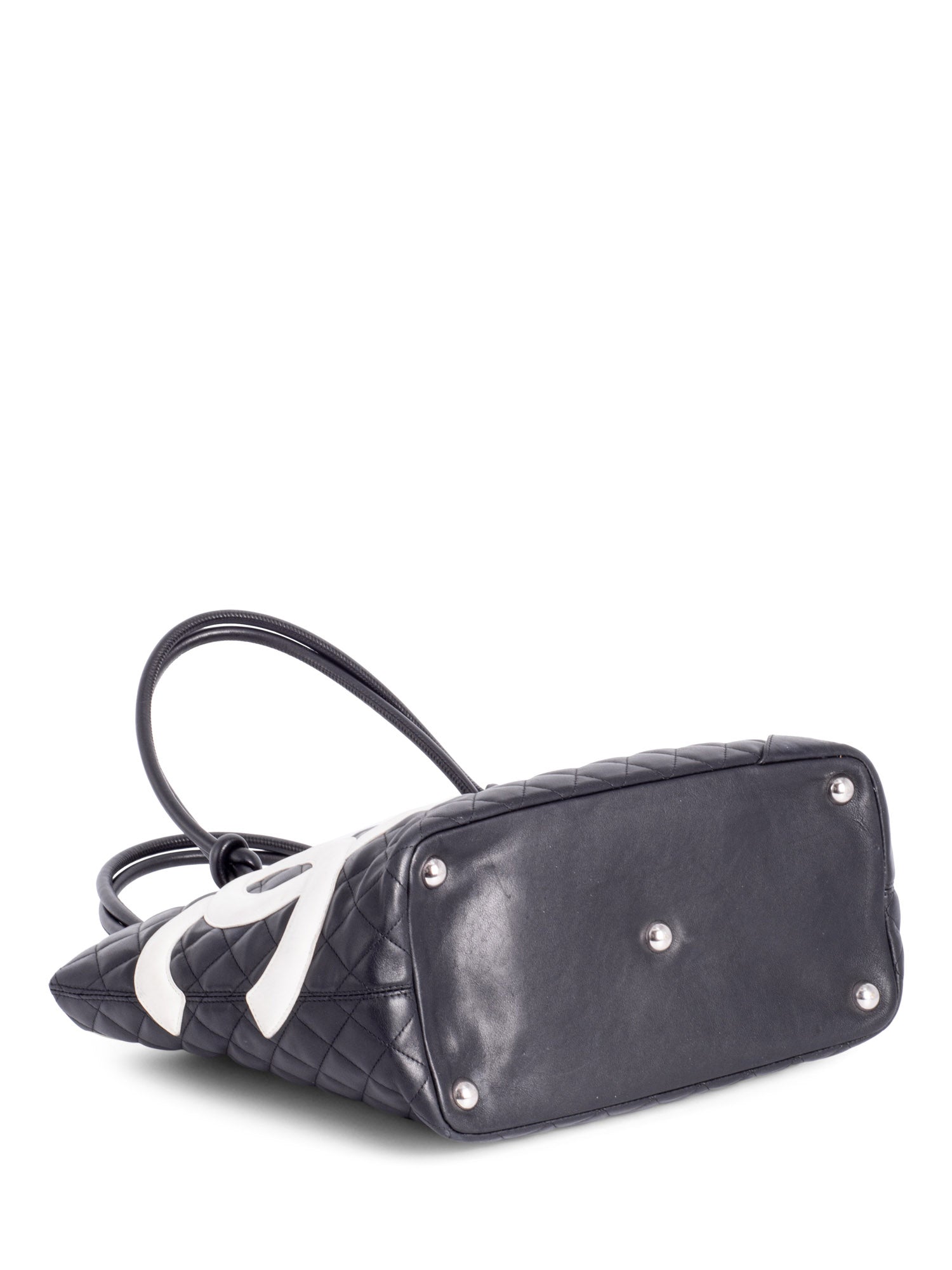 CHANEL CC Logo Cambon Shopper Bag Black White