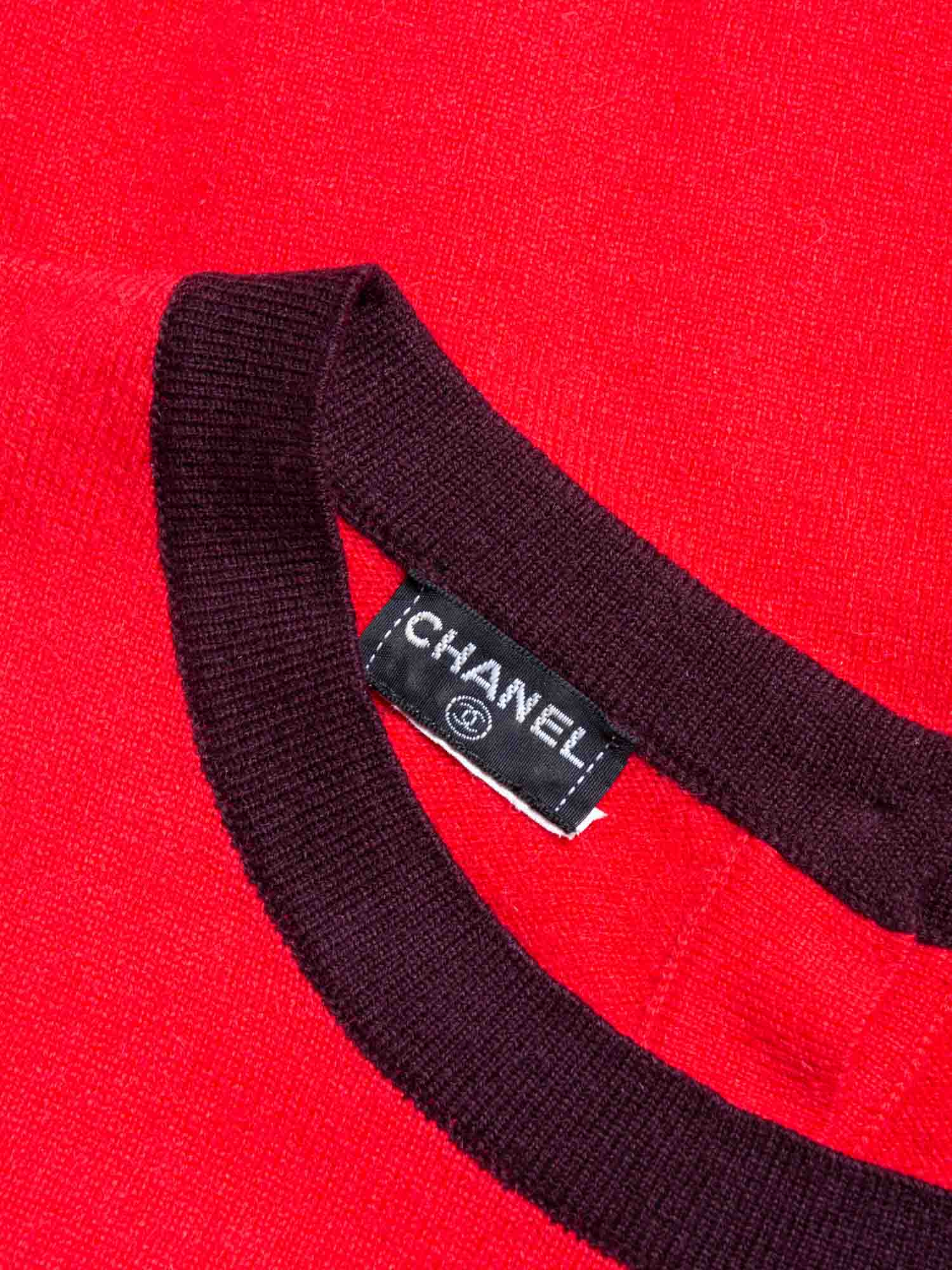 CHANEL CC Logo Cashmere Cropped Top Burgundy Red