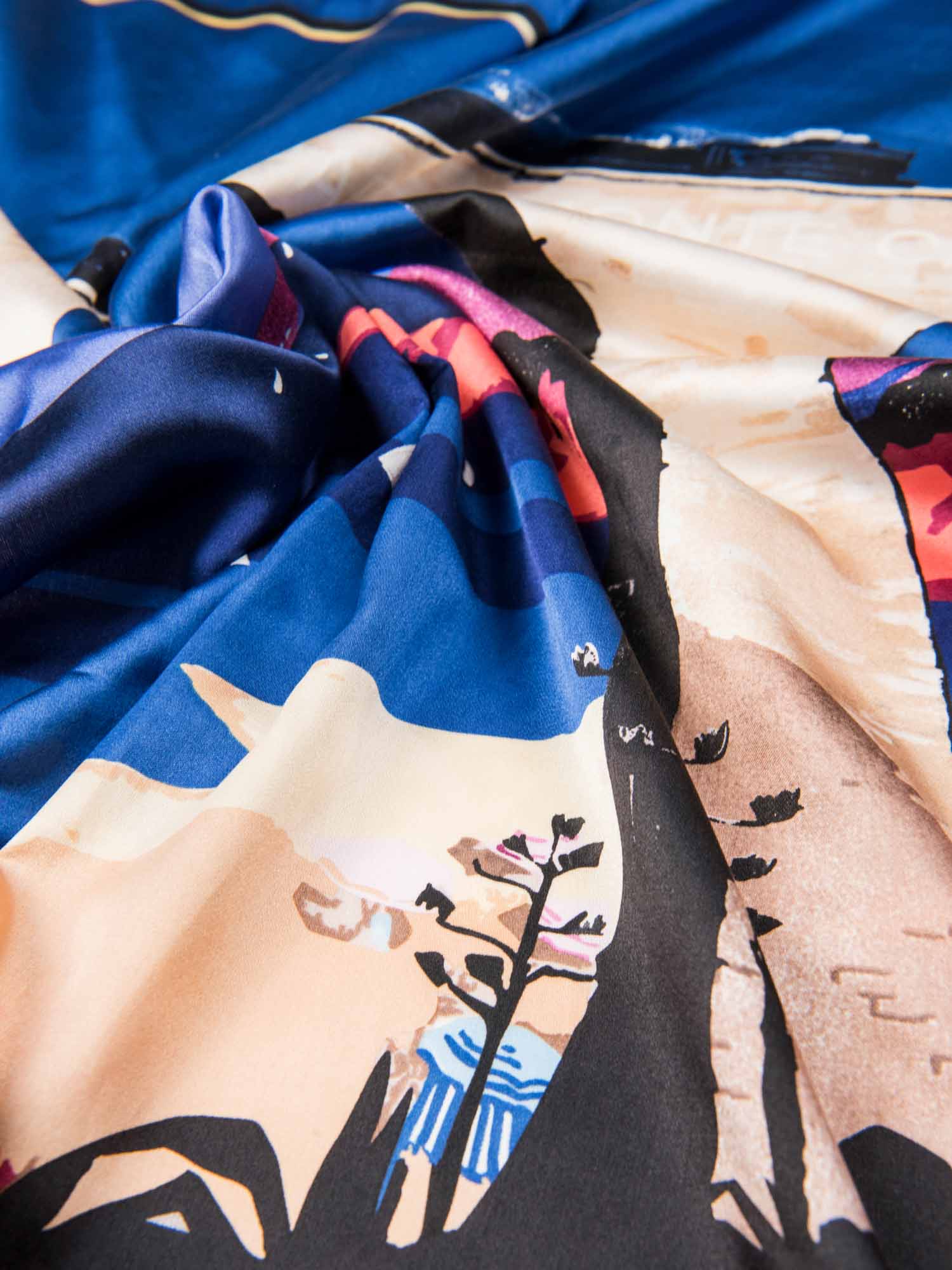 CHANEL CC Logo Par Le Train Train Scarf Blue
