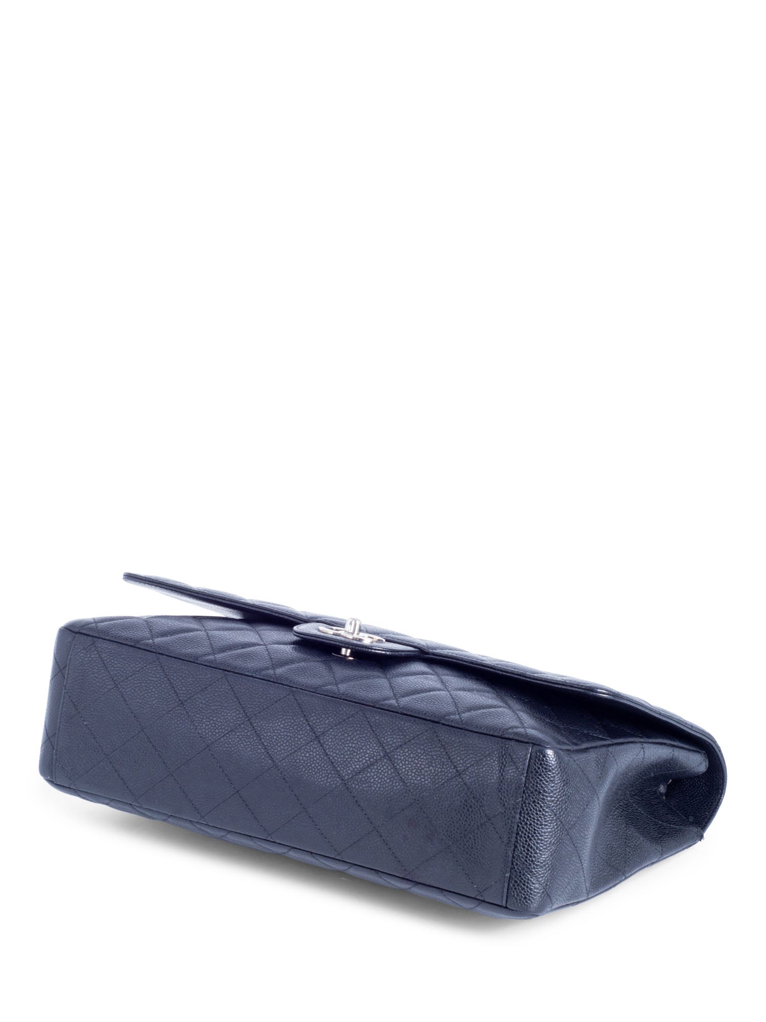 CHANEL CC Logo Quilted Caviar Maxi Single Flap Bag Black