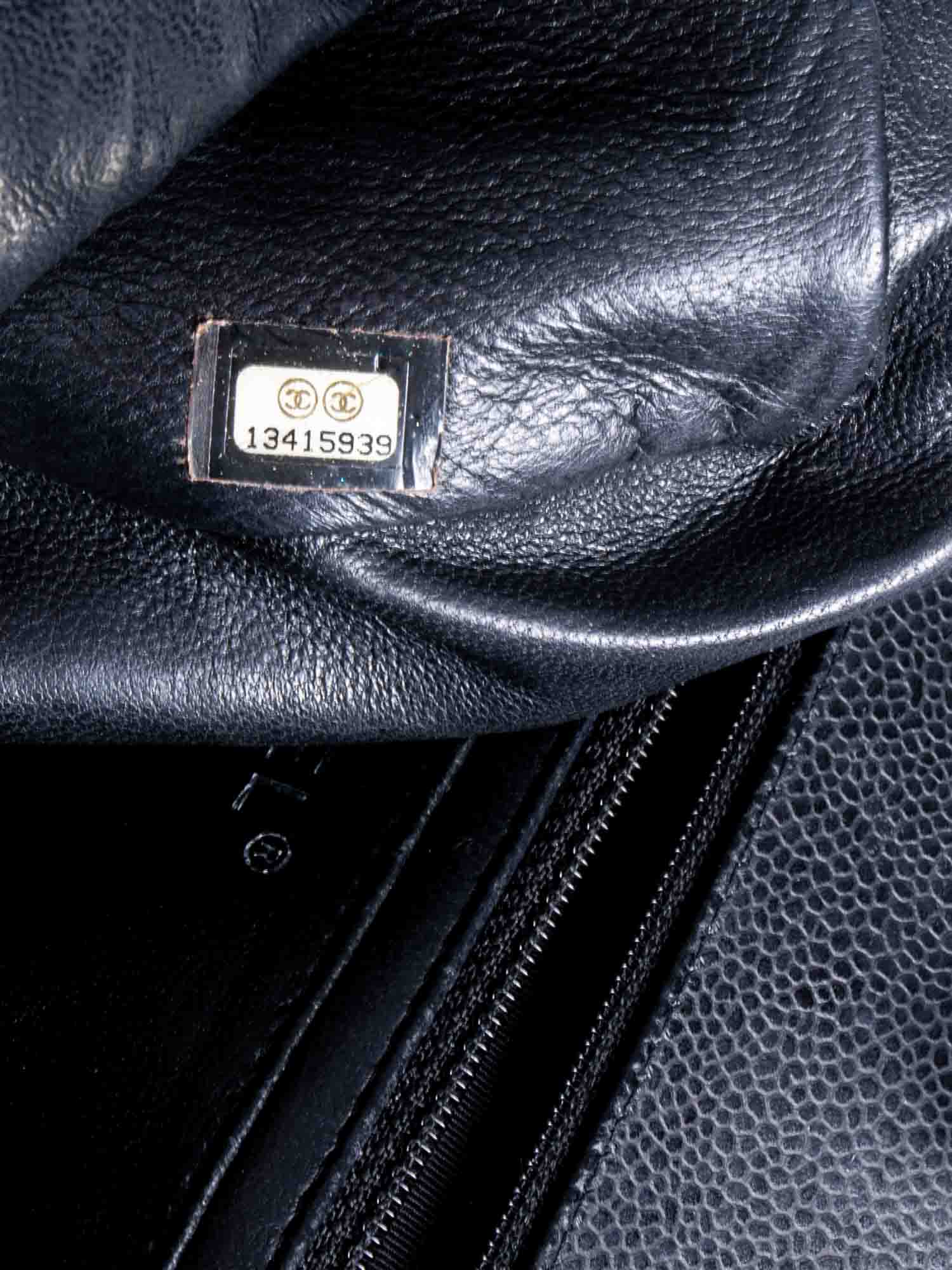 CHANEL CC Logo Quilted Caviar Maxi Single Flap Bag Black