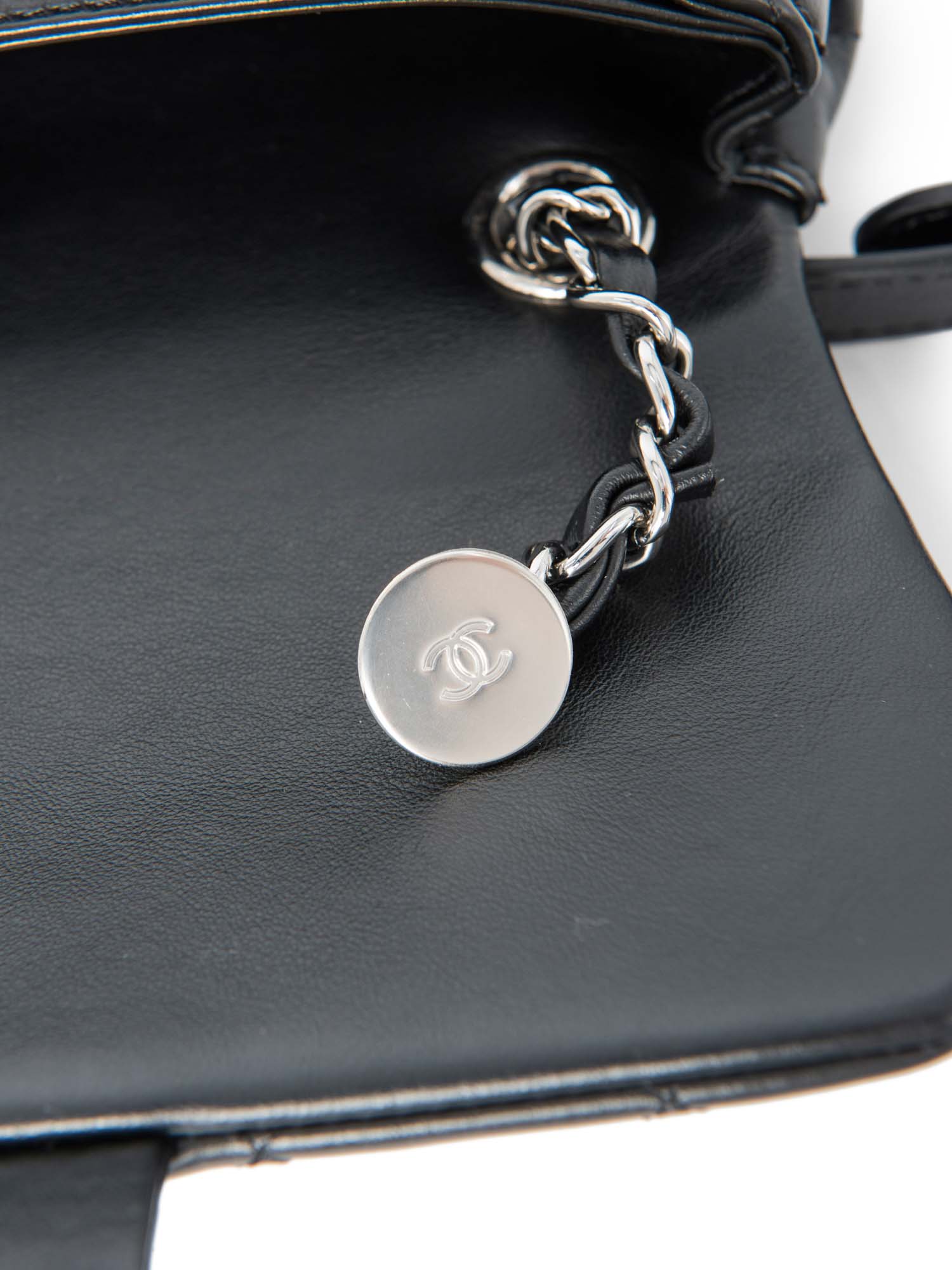 CHANEL CC Logo Quilted Leather Chain Belt Bag Black Silver