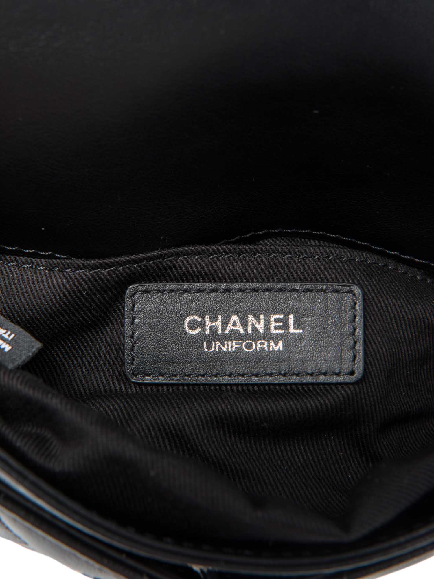 CHANEL CC Logo Quilted Leather Chain Belt Bag Black Silver