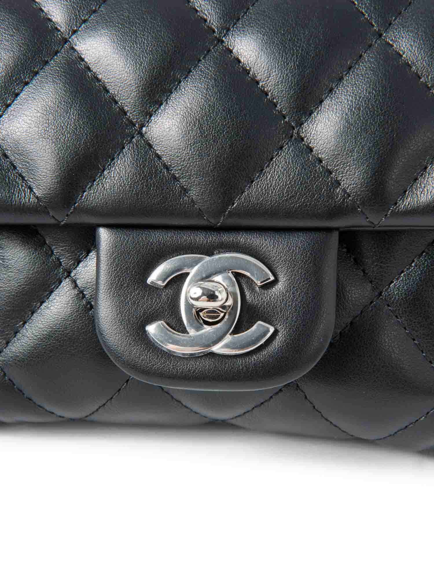 CHANEL CC Logo Quilted Leather Chain Belt Bag Black Silver