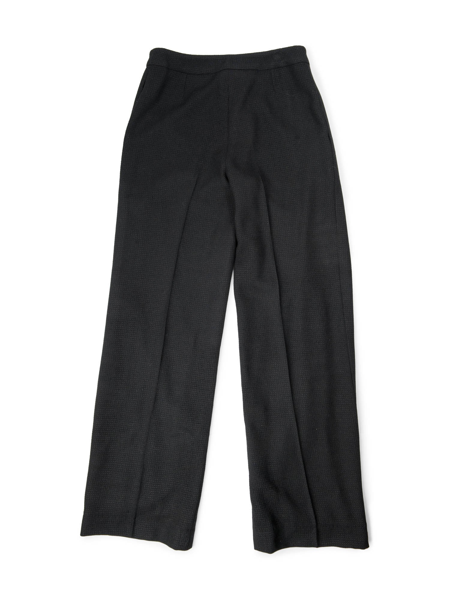 CHANEL CC Logo Tweed Wool Wide Leg Pants Black