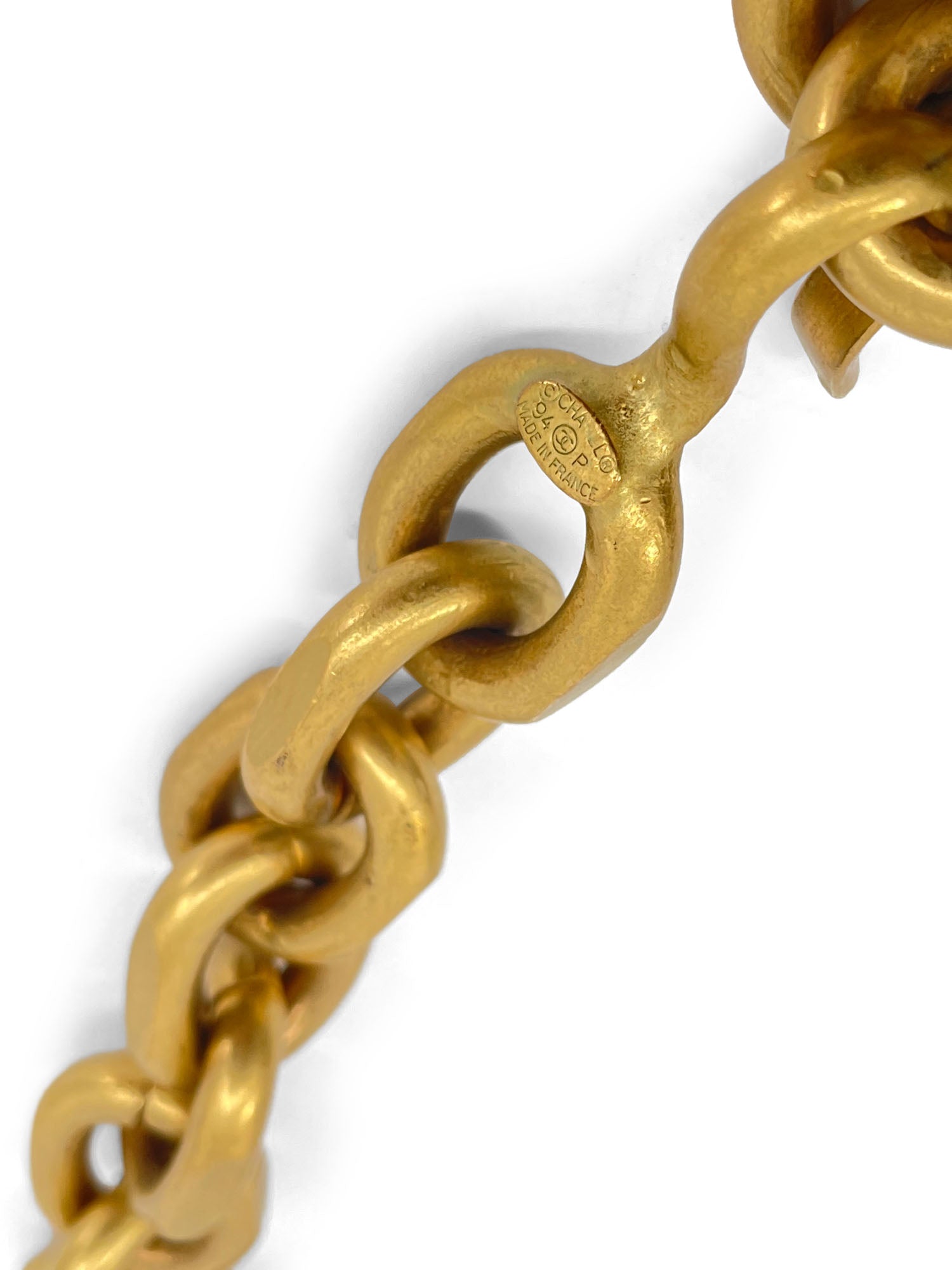 CHANEL Vintage CC Logo 24K Gold Plated Chunky Chain Necklace Belt Gold