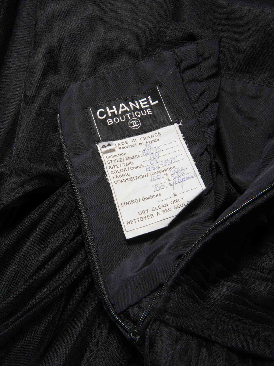 CHANEL Vintage Corset Tulle A-Line Pleated Maxi Skirt Black