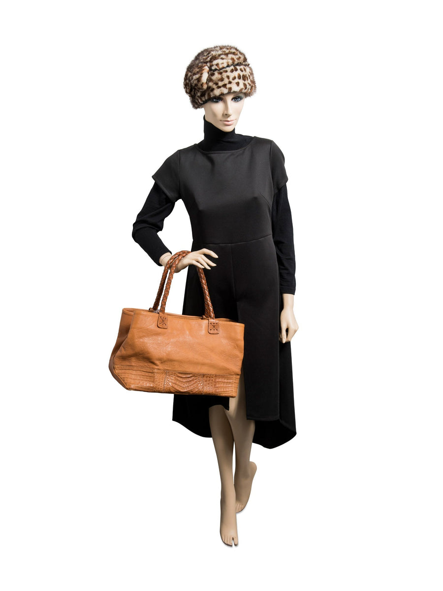 Carlos Falchi Genuine Crocodile Shopper Bag Brown