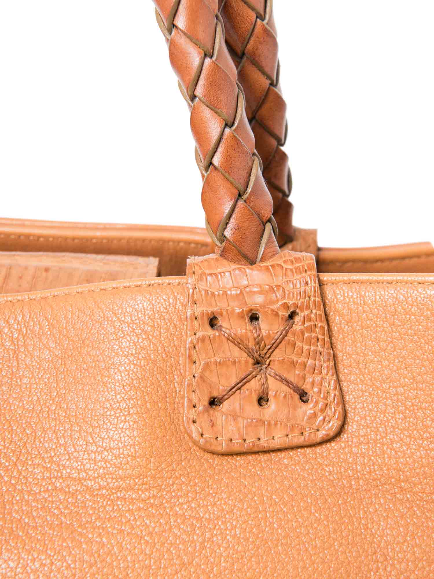 Carlos Falchi Genuine Crocodile Shopper Bag Brown