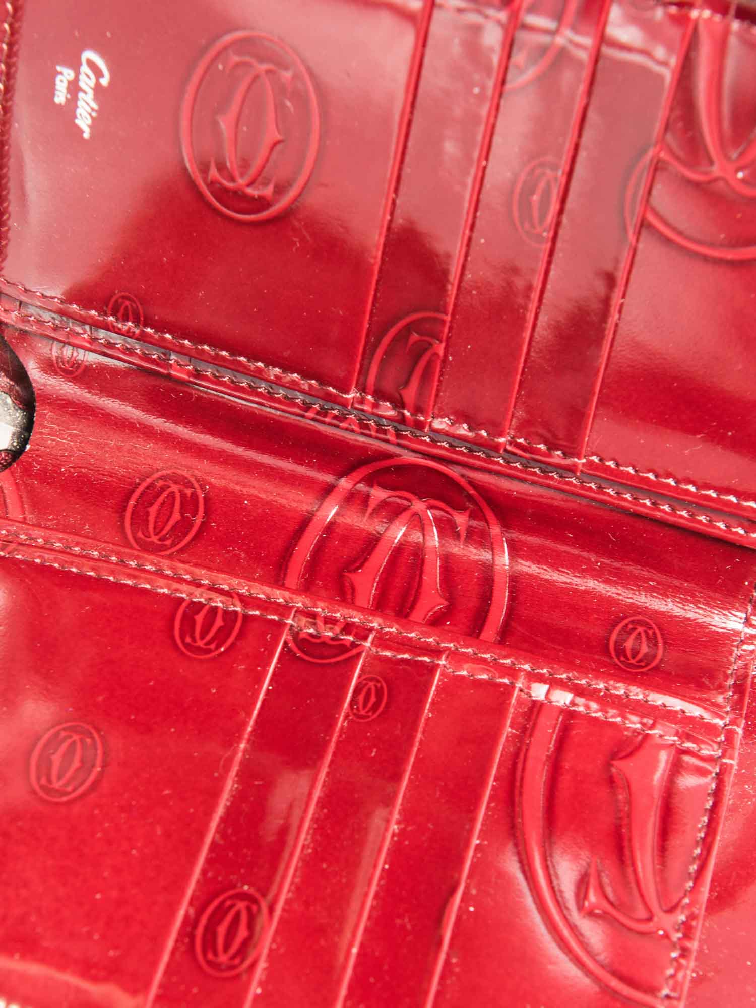 Cartier Logo Zippered Compact Wallet Burgundy