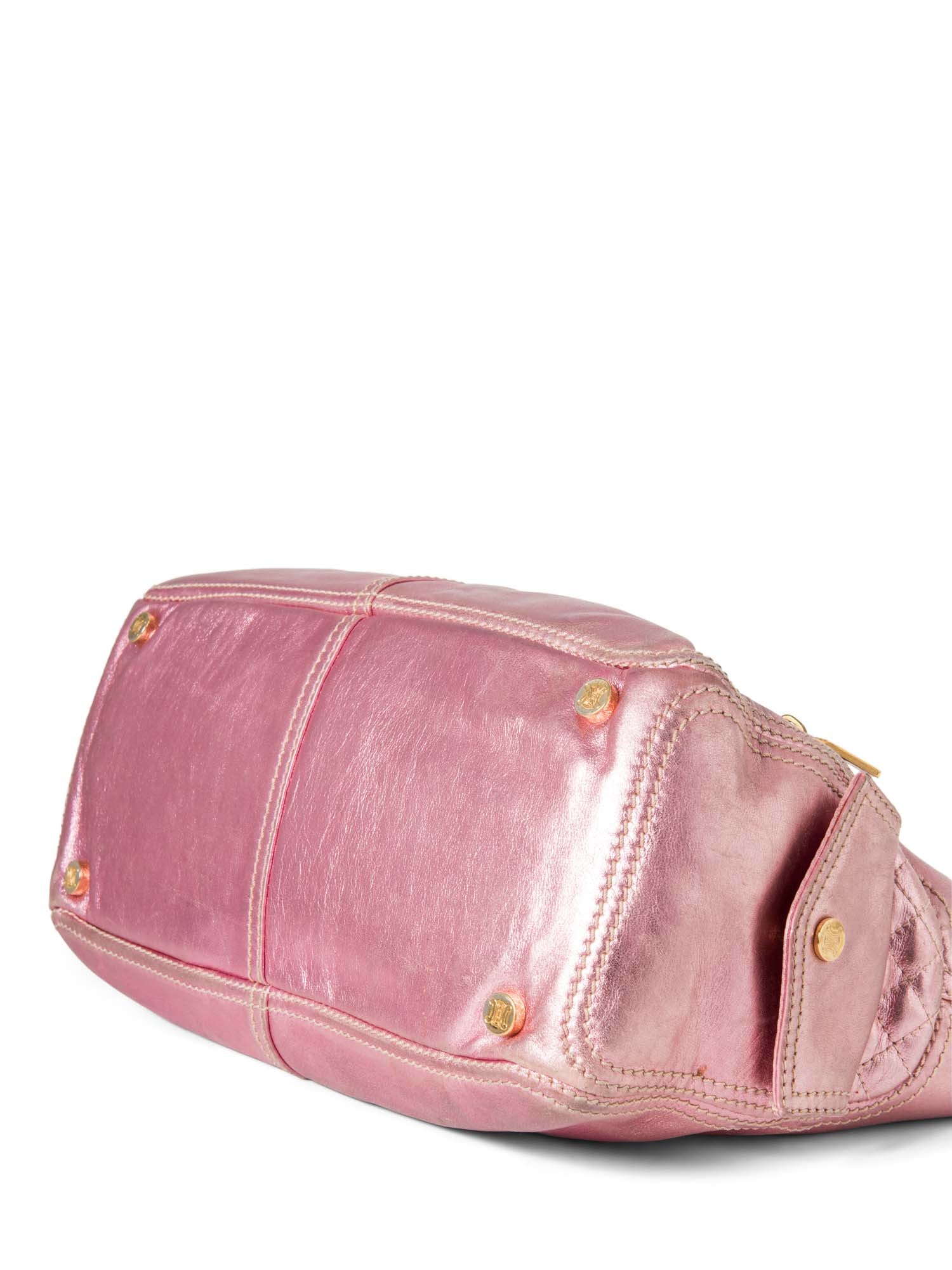 Celine Logo Shimmer Leather Boogie Bag Pink Gold