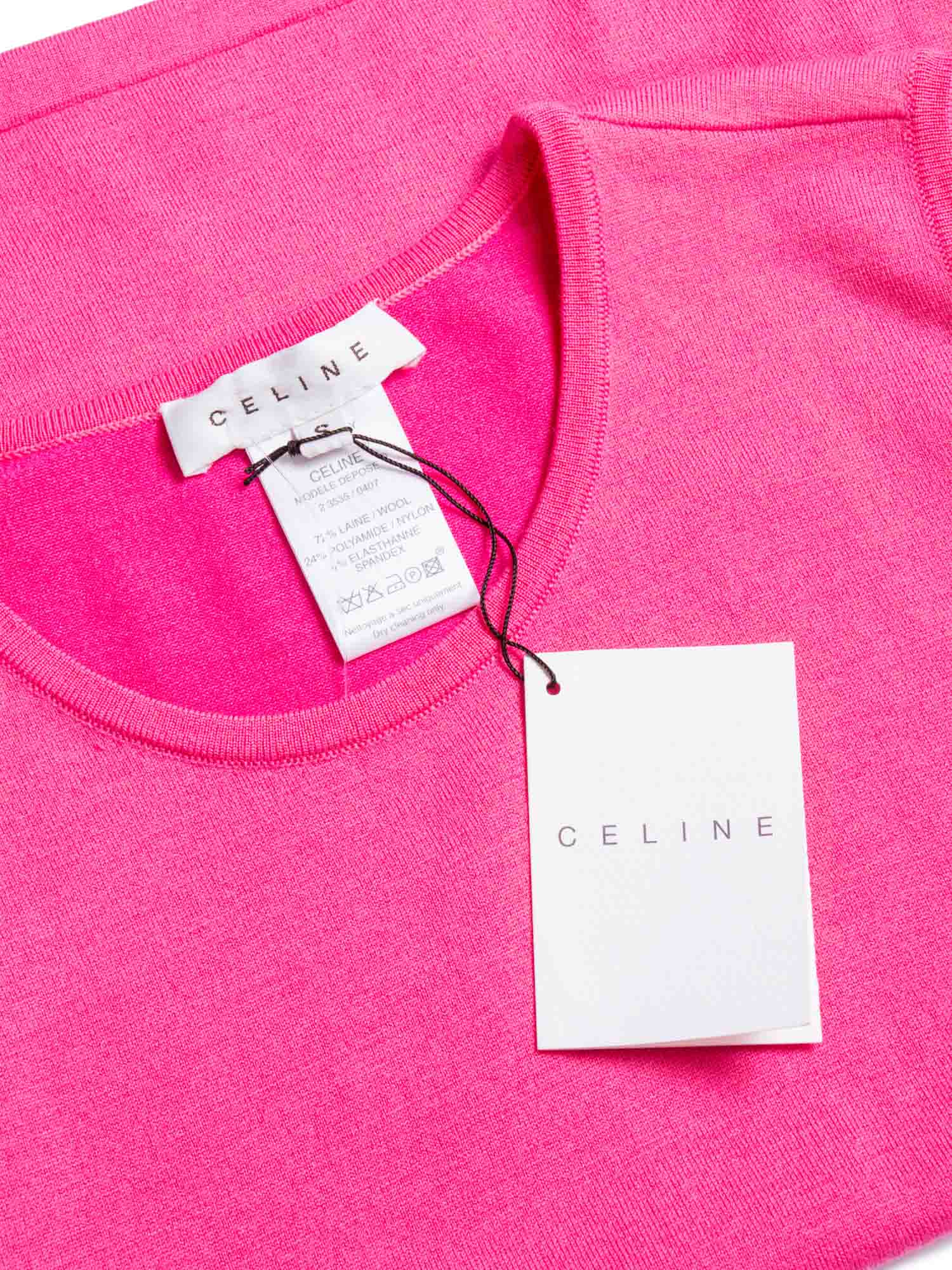 Celine Logo Wool Knitted Lace Up Top Pink