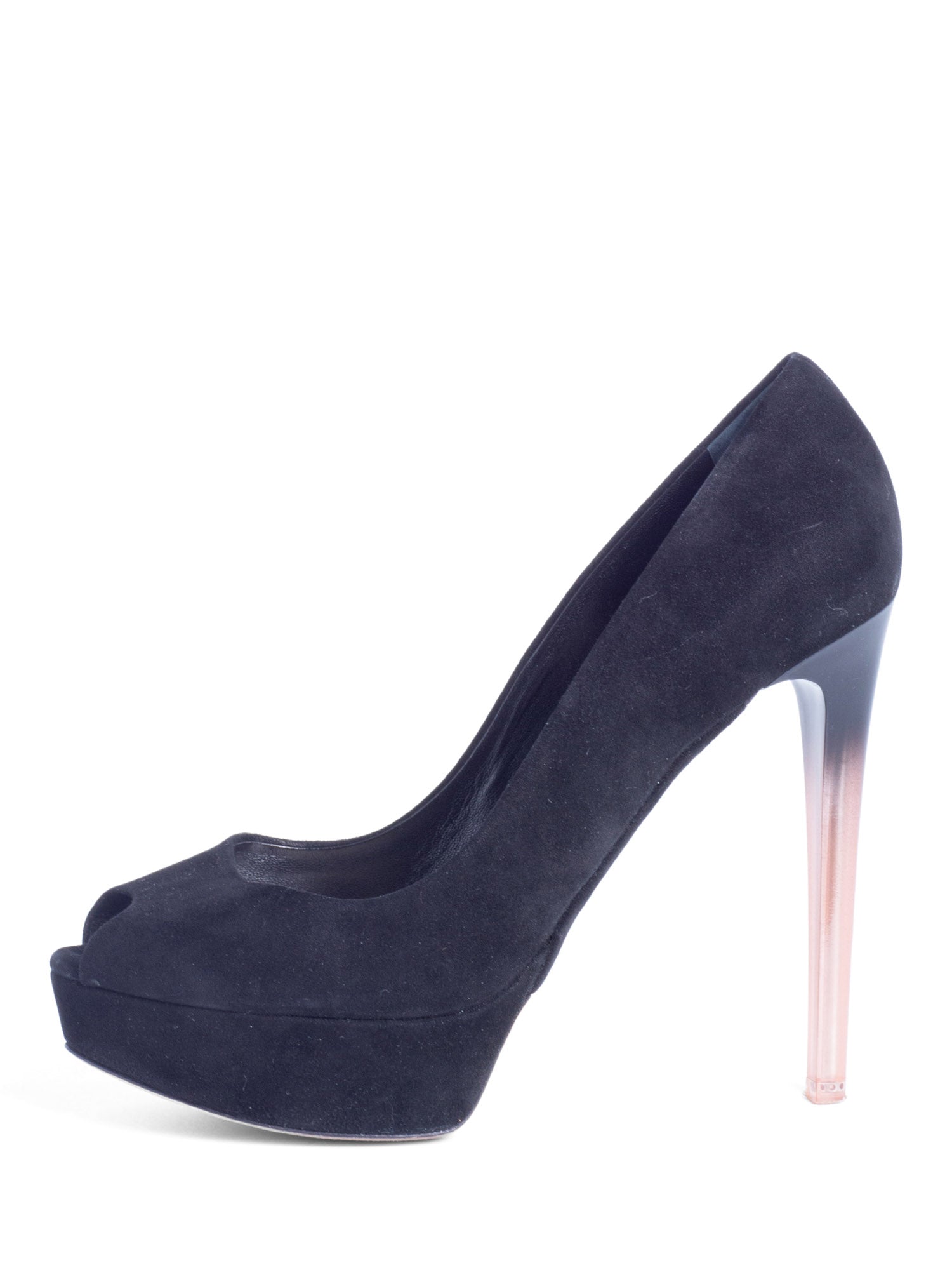 Christian Dior Suede Platform Peep Toe Ombre Heels Black