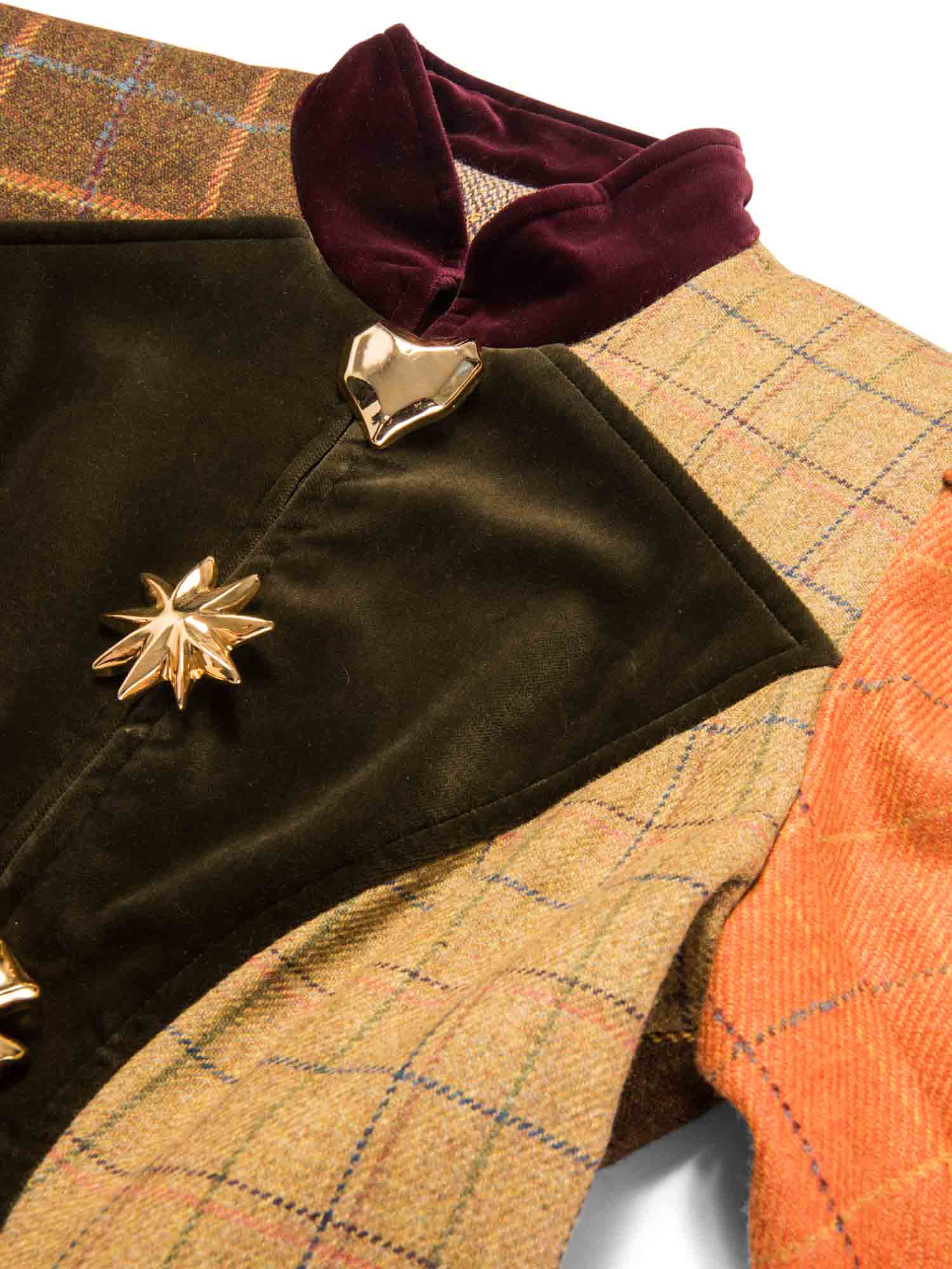 Christian Lacroix Wool Velour Plaid Patchwork Jacket Multicolor