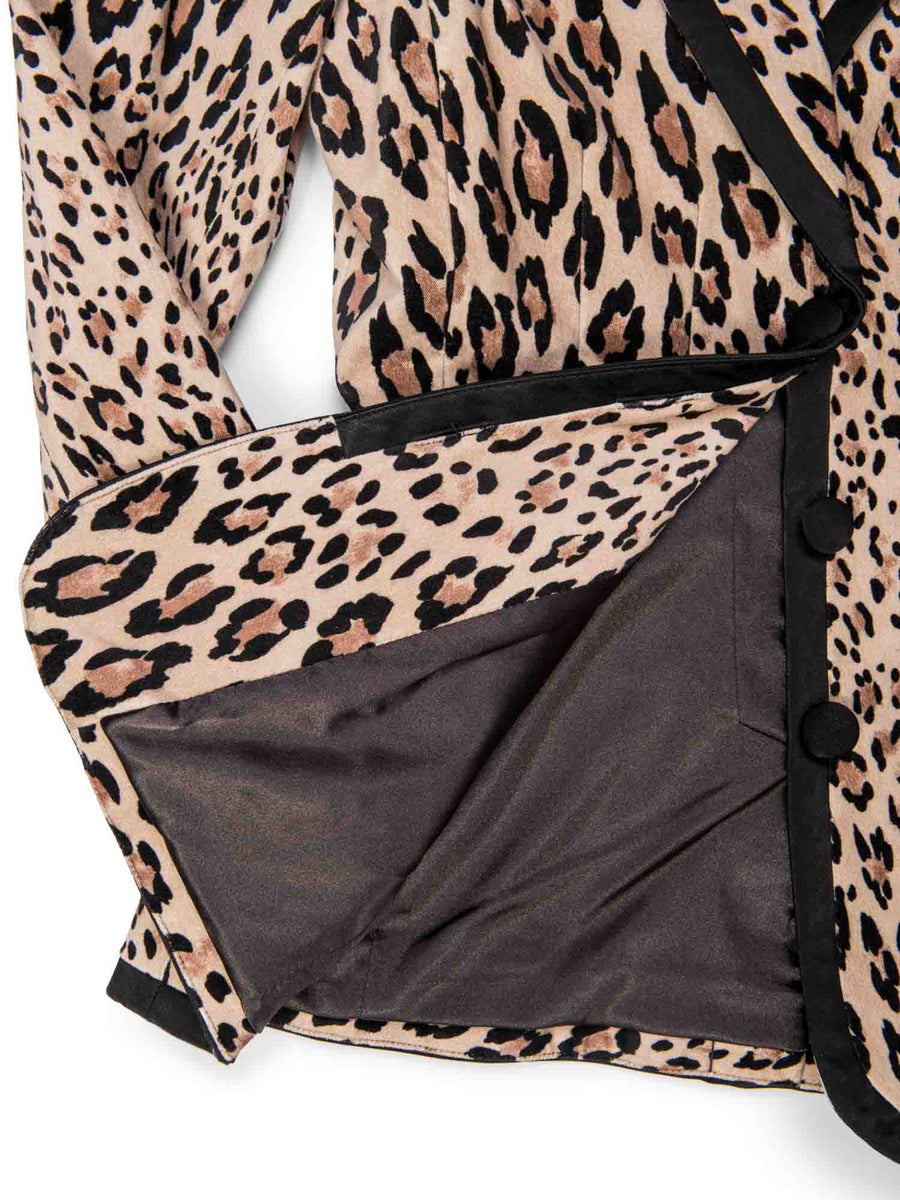 Frame Collared Fitted Animal Print Jacket Beige Black