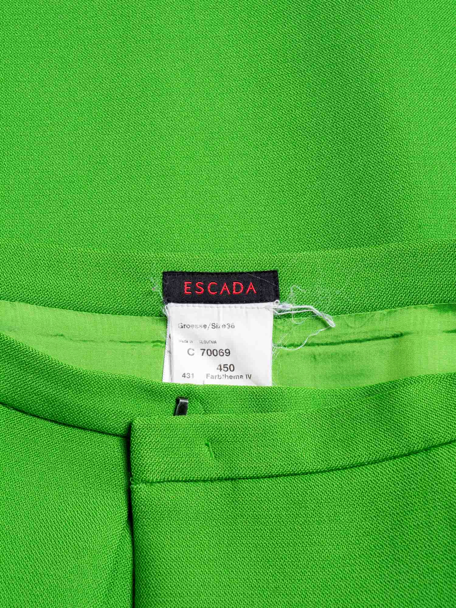 Escada Runway Wool A-Line Pleated Skirt Green