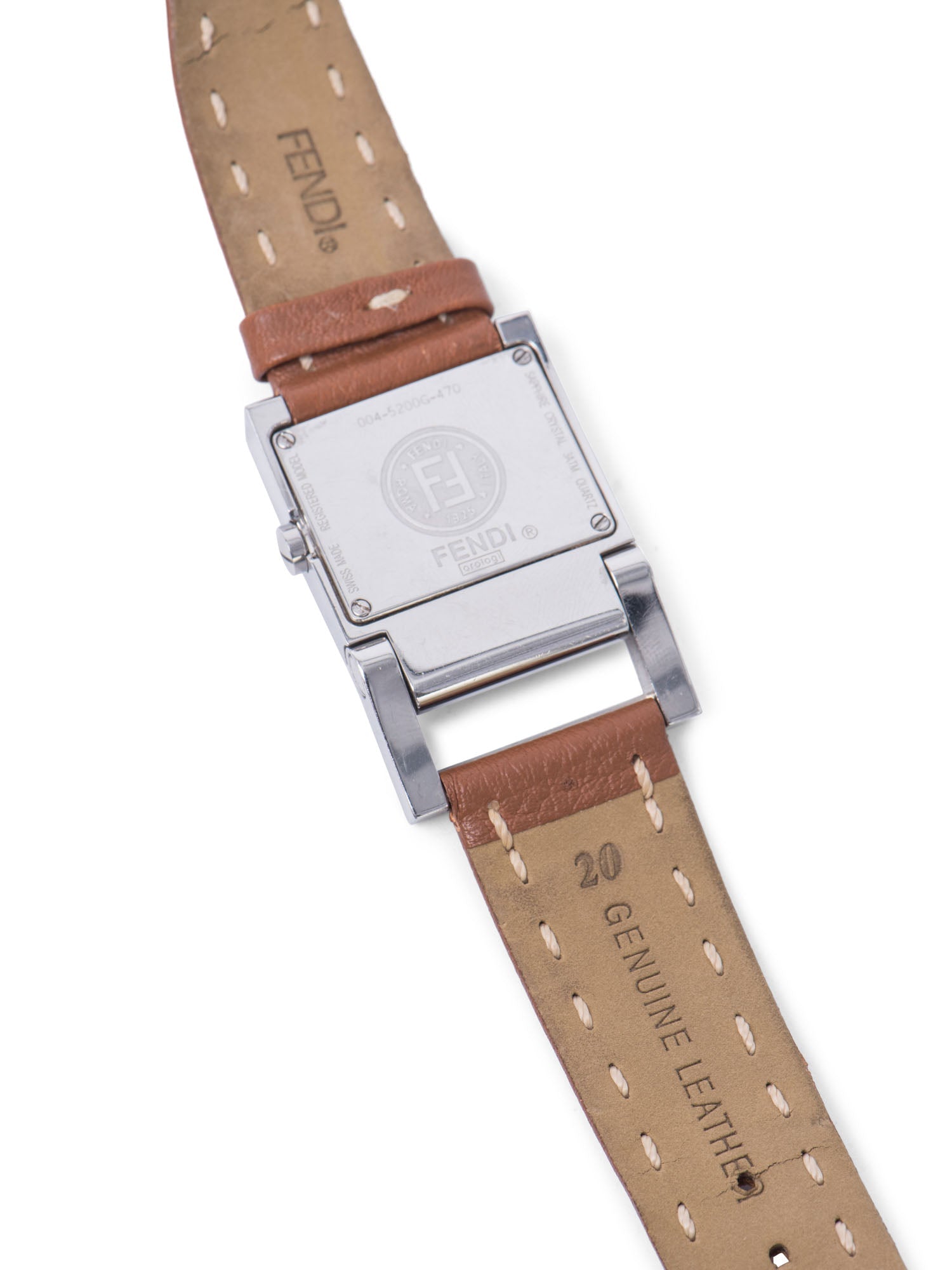 Fendi FF Logo Salleria Leather Watch Brown