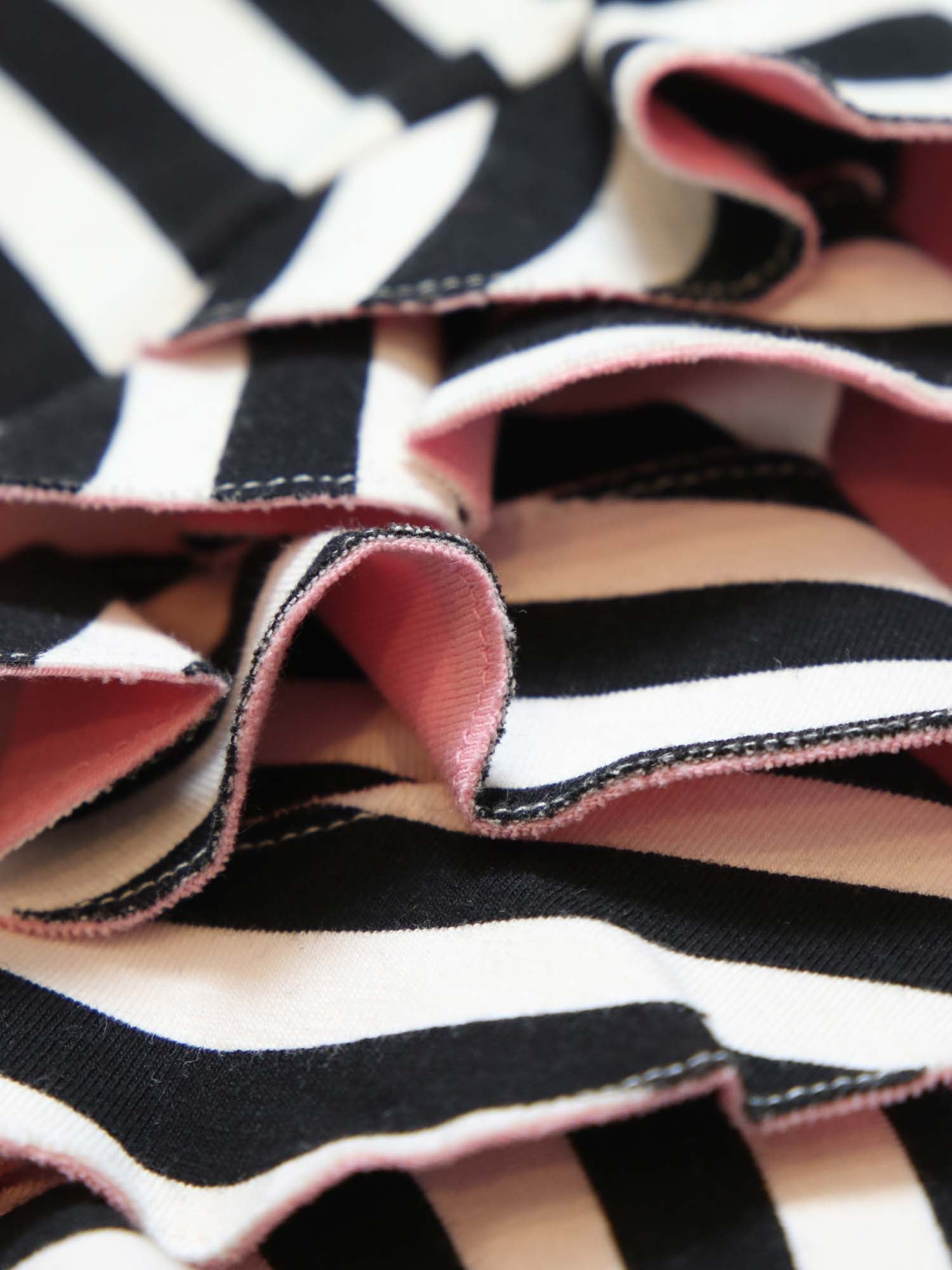 Fendi Logo Ruffled Striped Shirt Black White