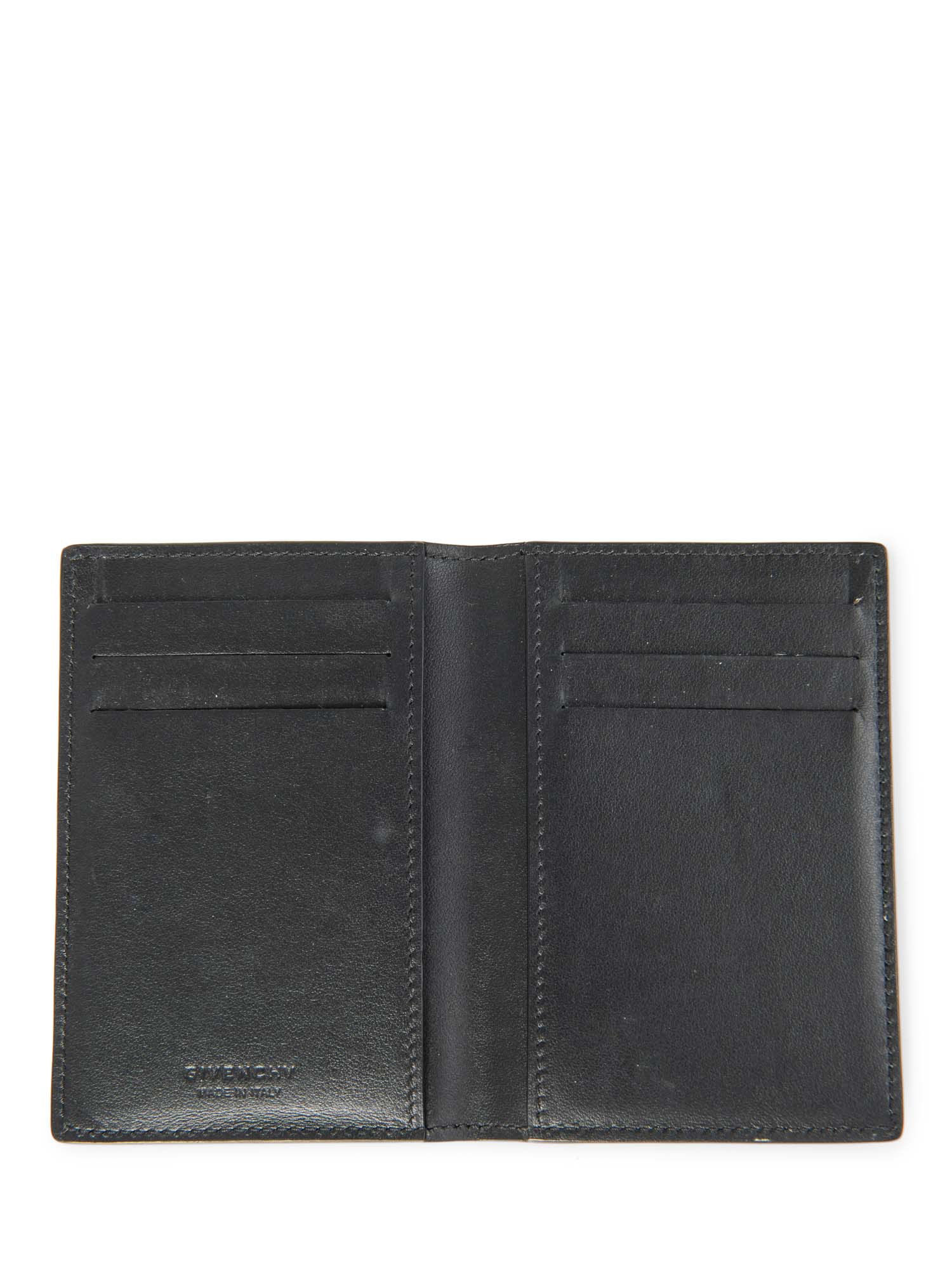 Givenchy Leather Paint Logo Unisex Wallet Black Silver