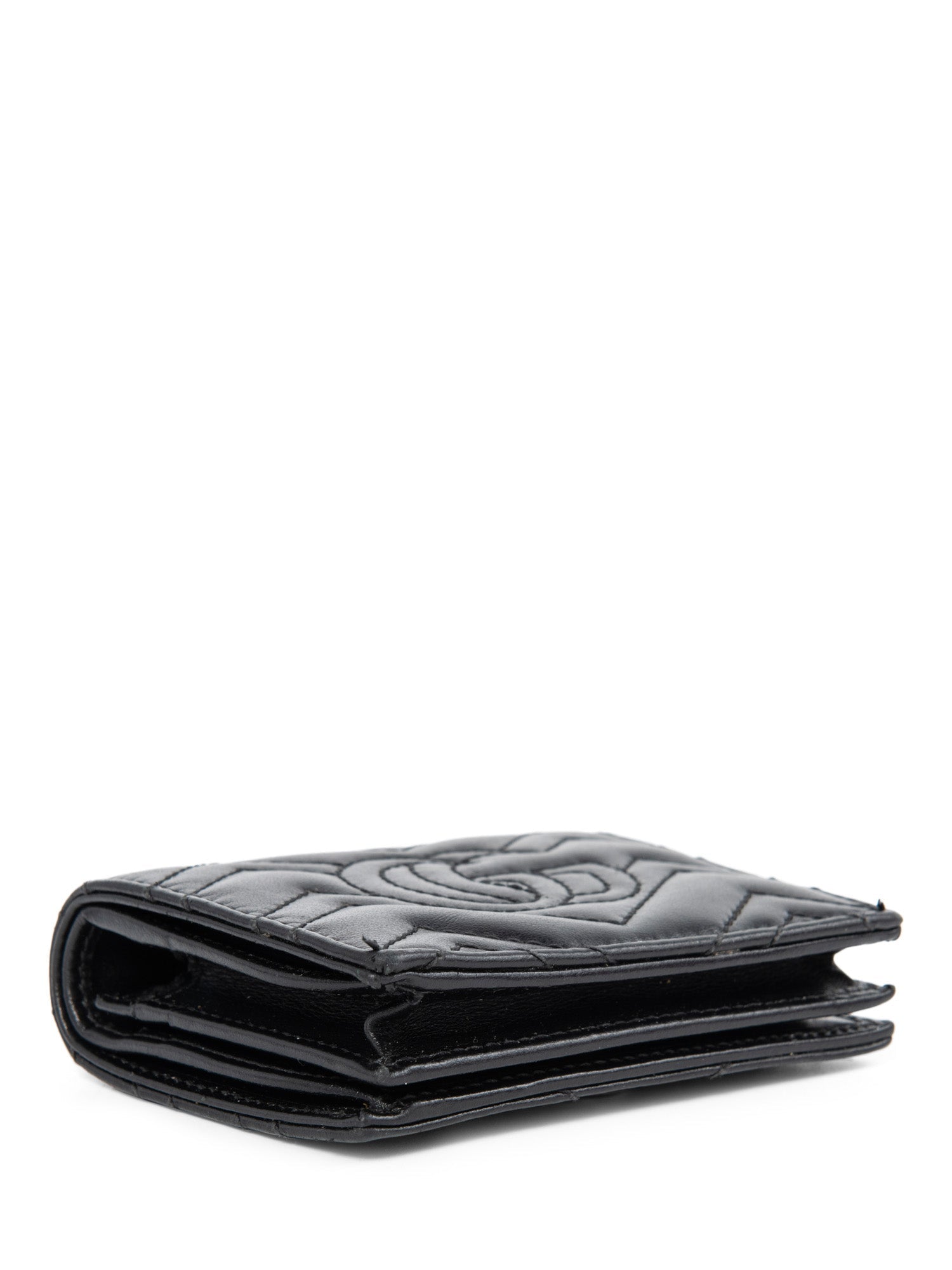 Gucci GG Logo Marmont Credit Card Wallet Black Gold
