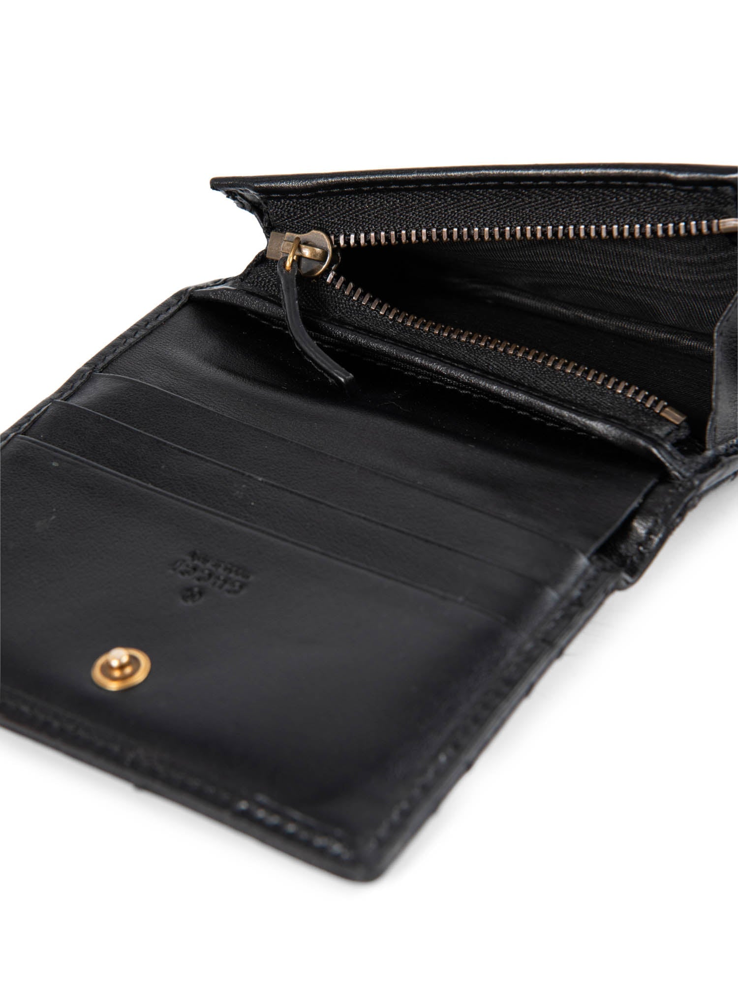 Gucci GG Logo Marmont Credit Card Wallet Black Gold
