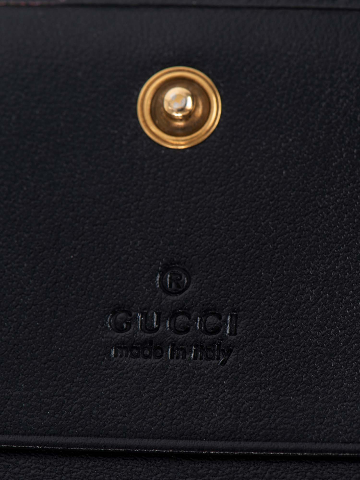 Gucci GG Logo Marmont Credit Card Wallet Black Gold