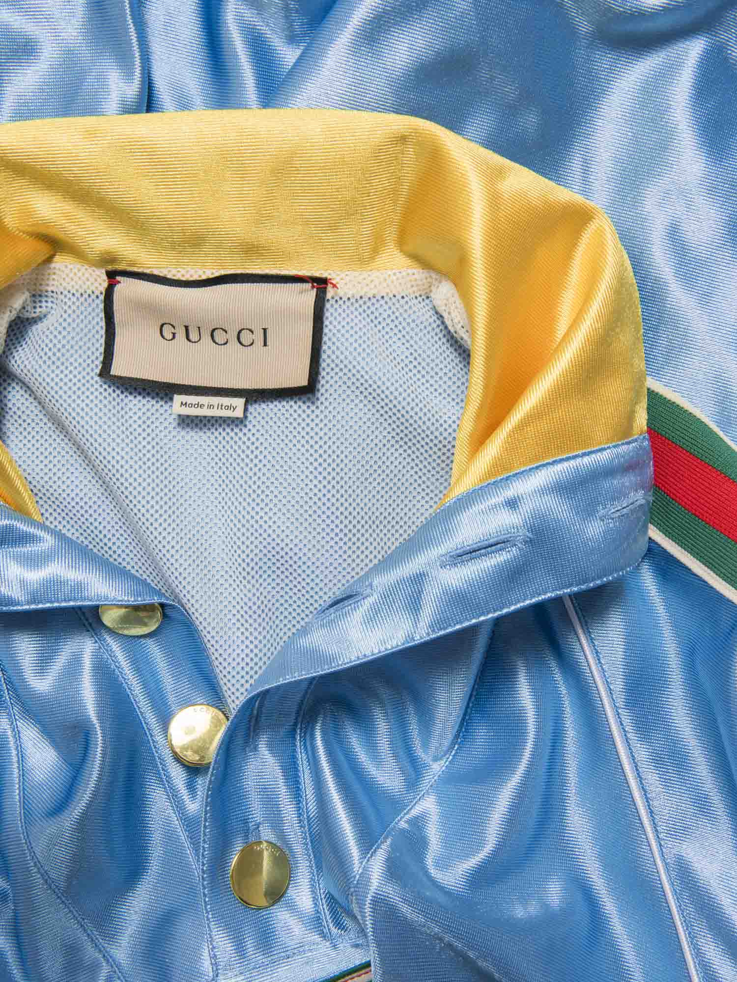 Gucci GG Logo Web Unisex Tracksuit Jacket Blue Multicolor