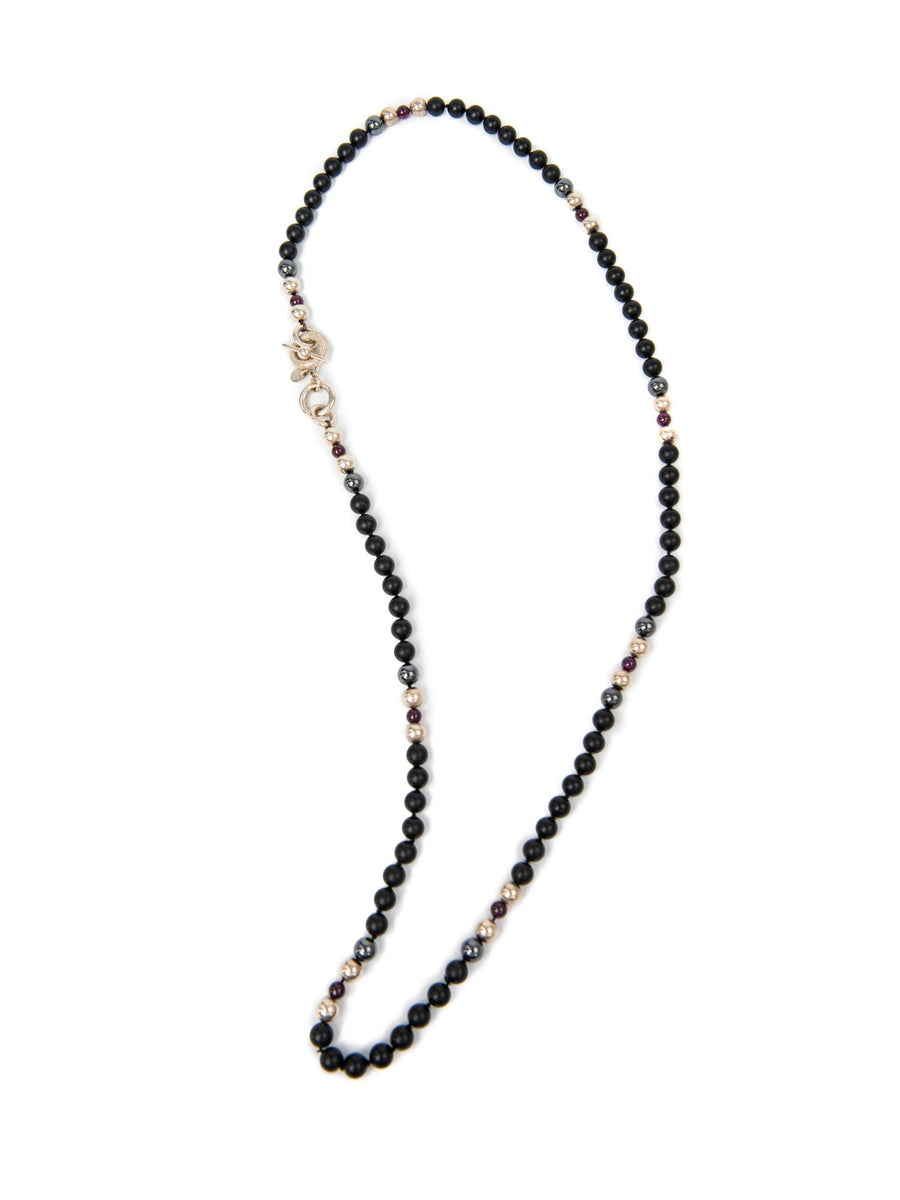 Jane Bohan Vintage Sterling Silver Beaded Necklace Black