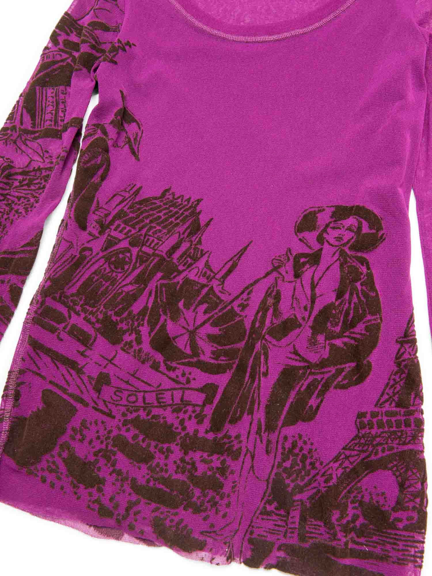 Jean Paul Gaultier Mesh Graphic Sweater Purple