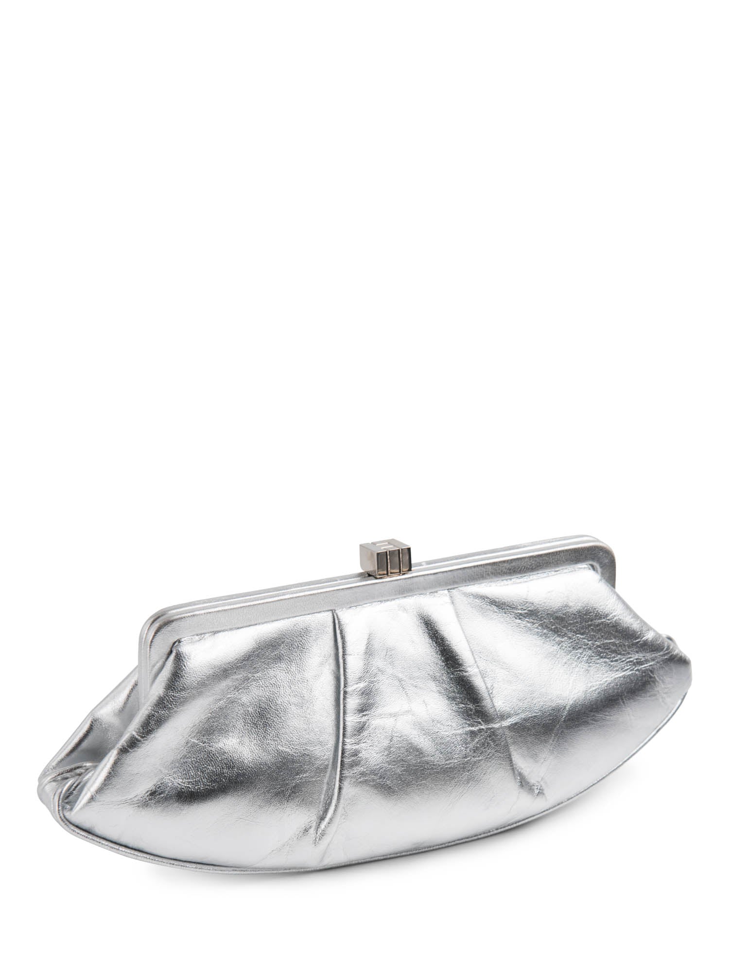 Lambertson Truex LT Logo Clasp Clutch Bag Silver