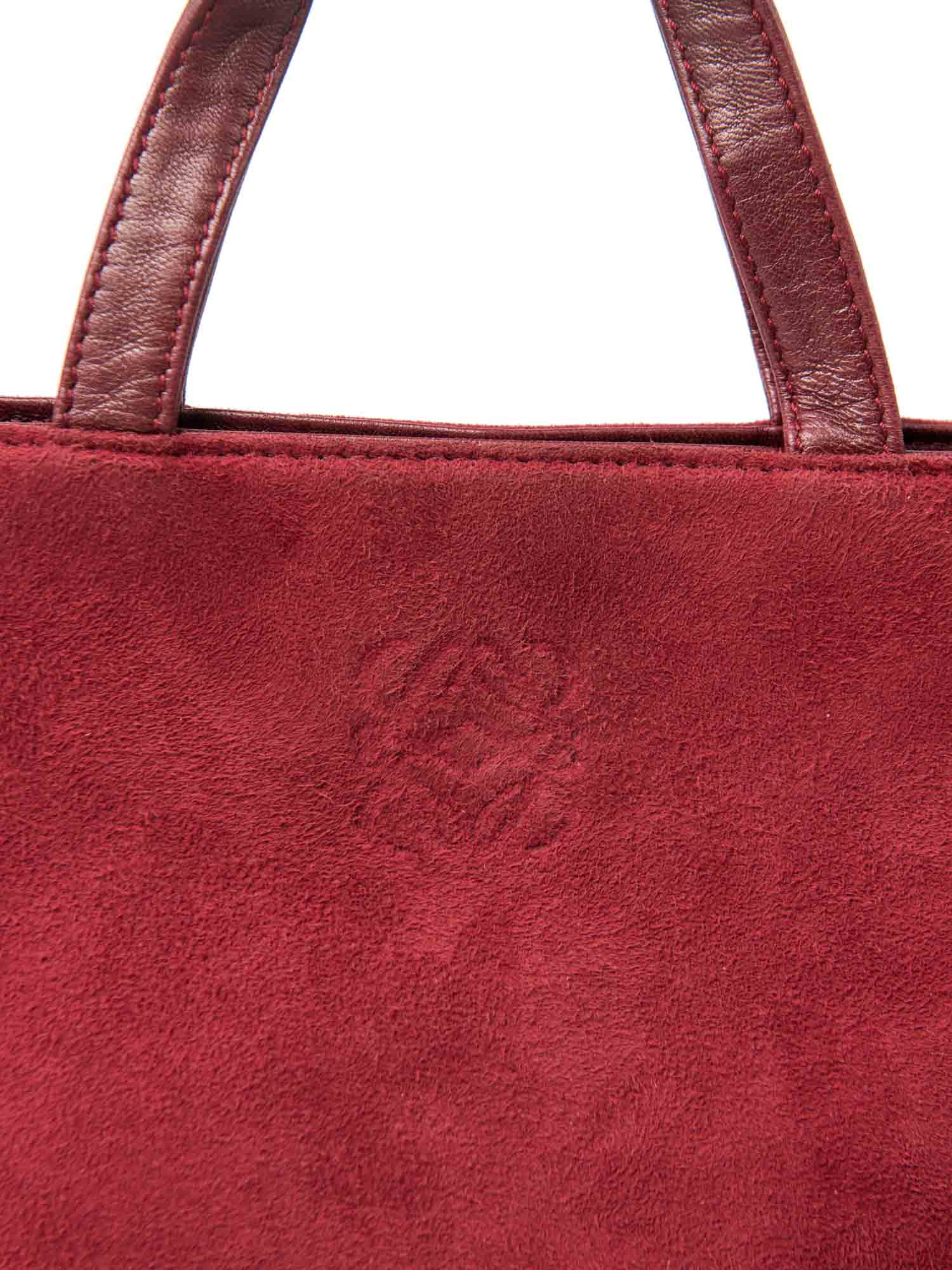 Loewe Leather Logo Suede Shopper Bag Red