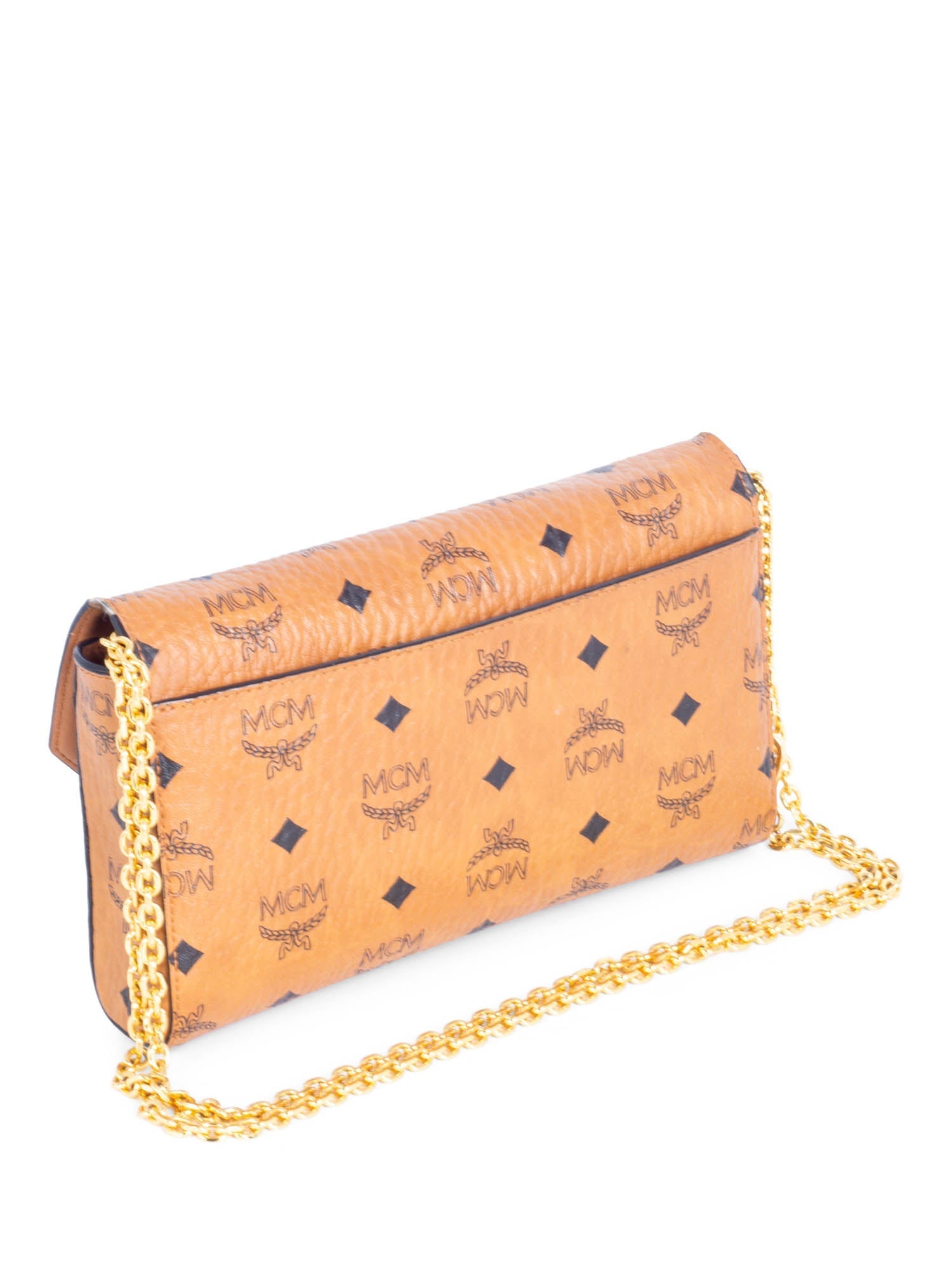 MCM Logo Monogram Leather Flap Messenger Bag Brown