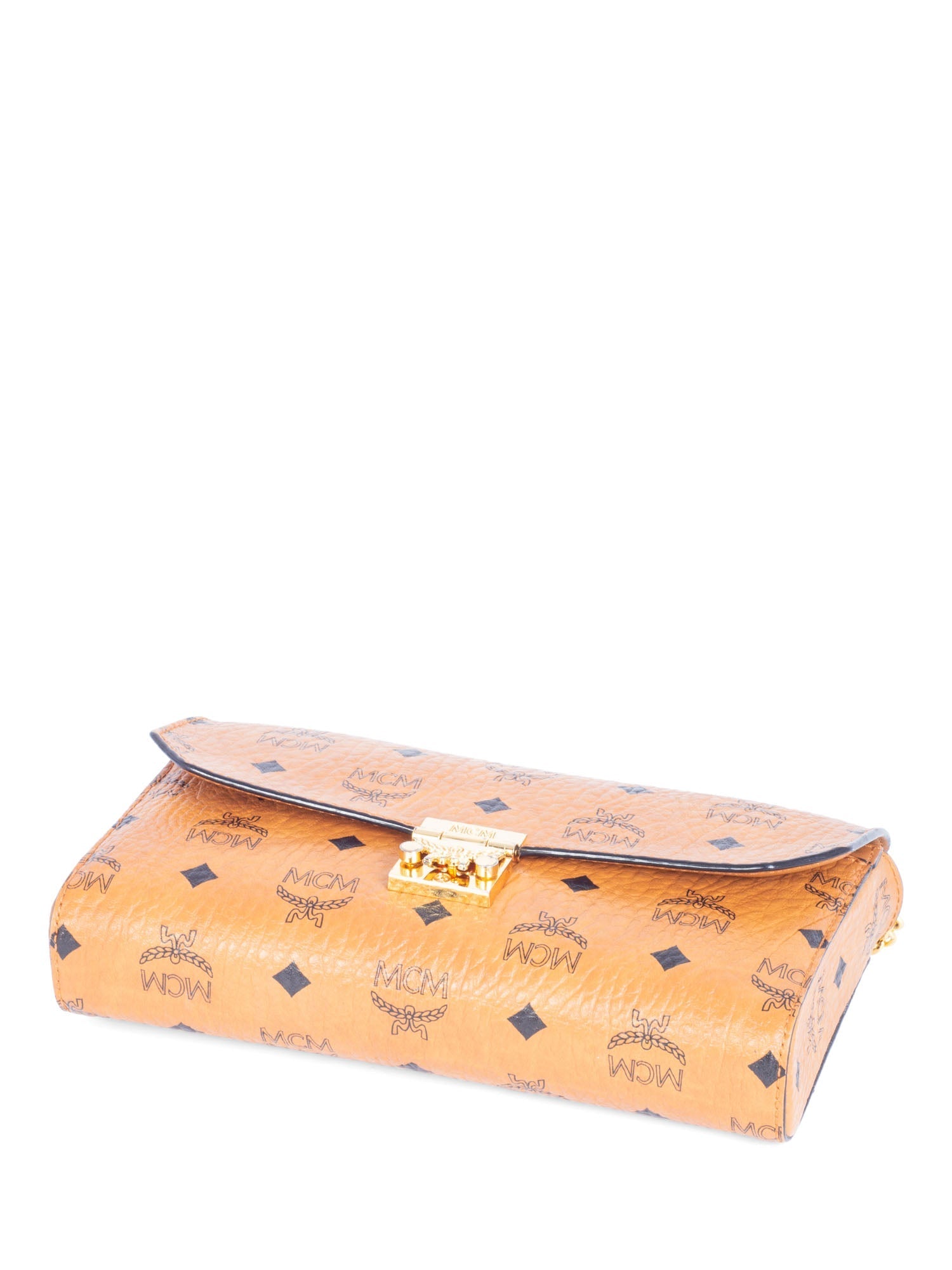 MCM Logo Monogram Leather Flap Messenger Bag Brown