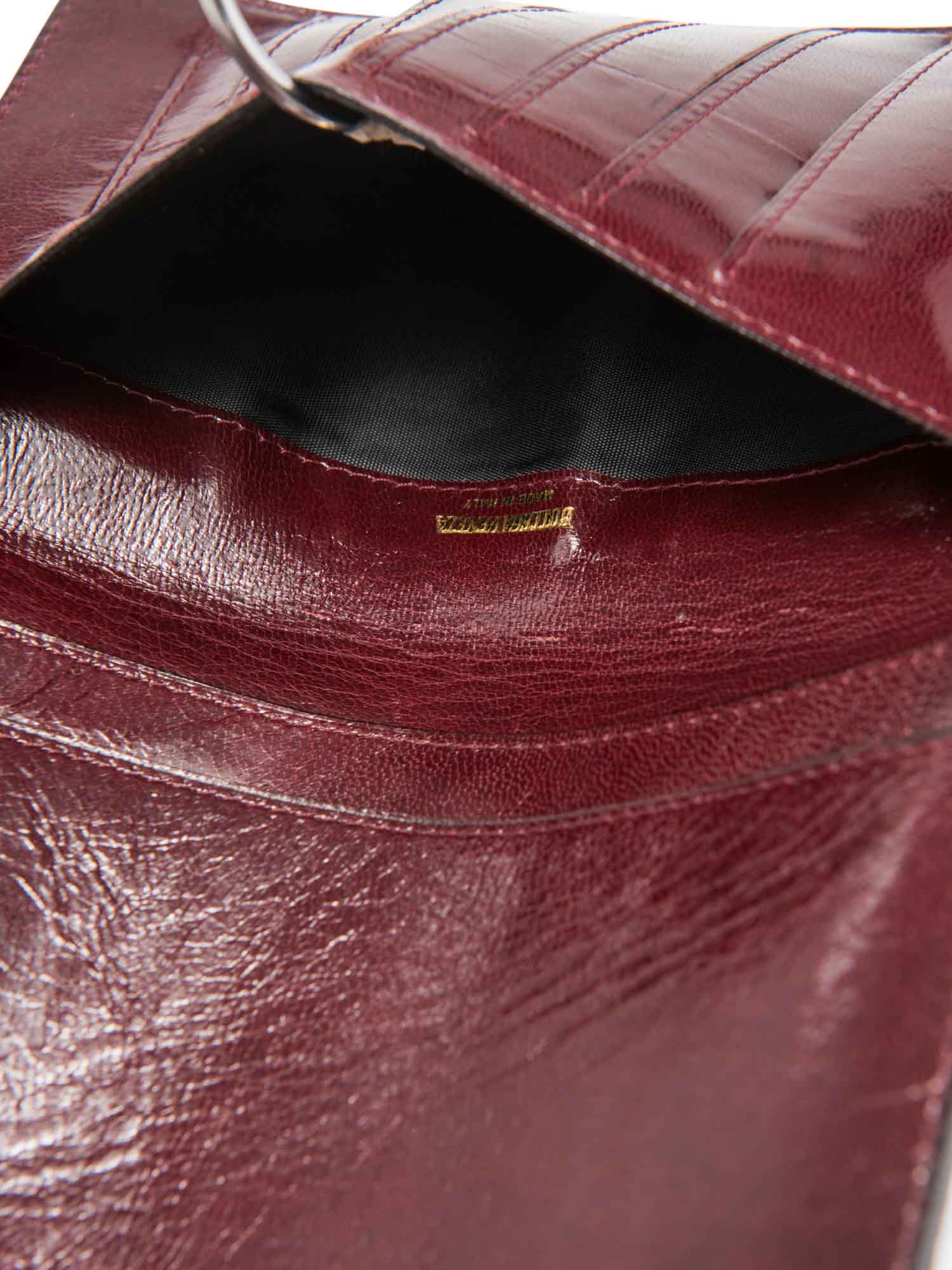 Mark Cross Leather Kisslock Flap Wallet Burgundy Gold