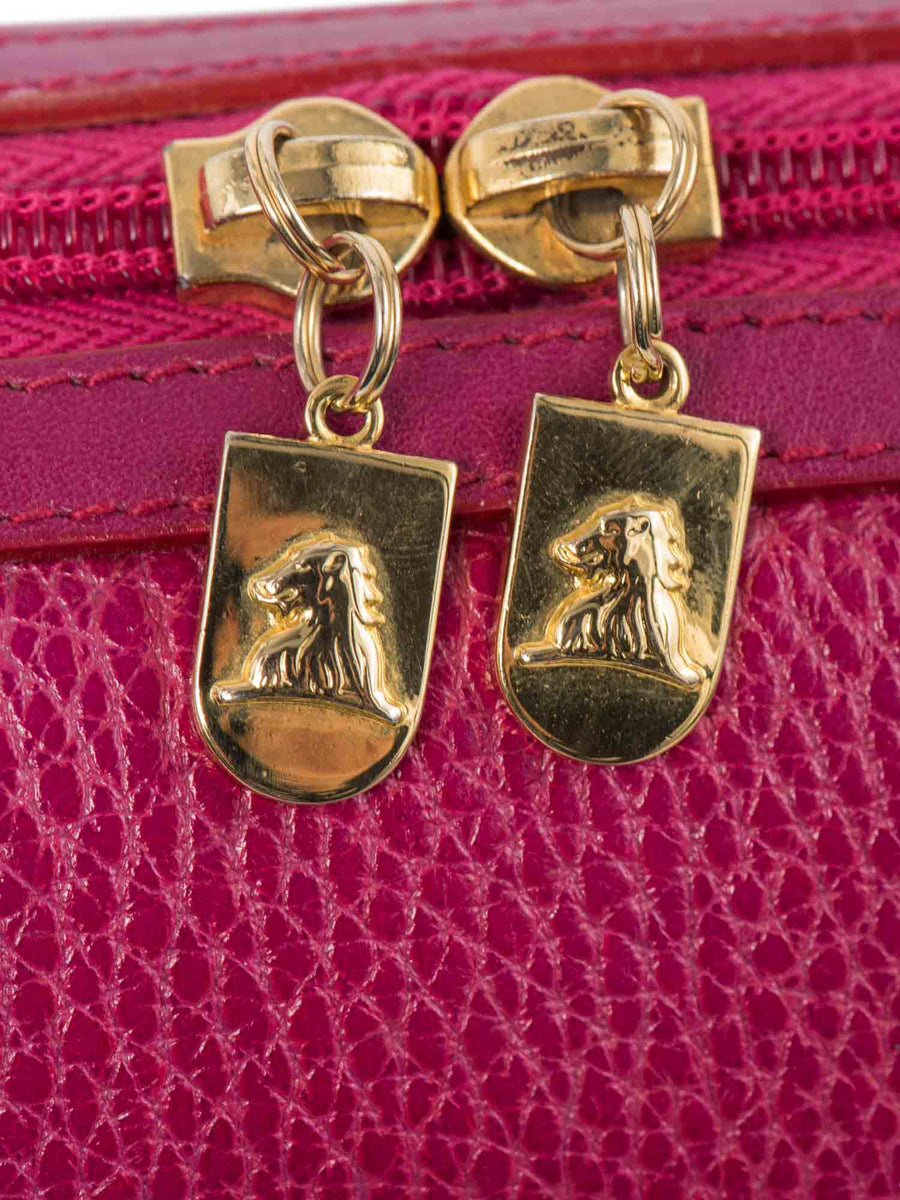 Mark Cross Logo Pebble Leather Messenger Bag Hot Pink