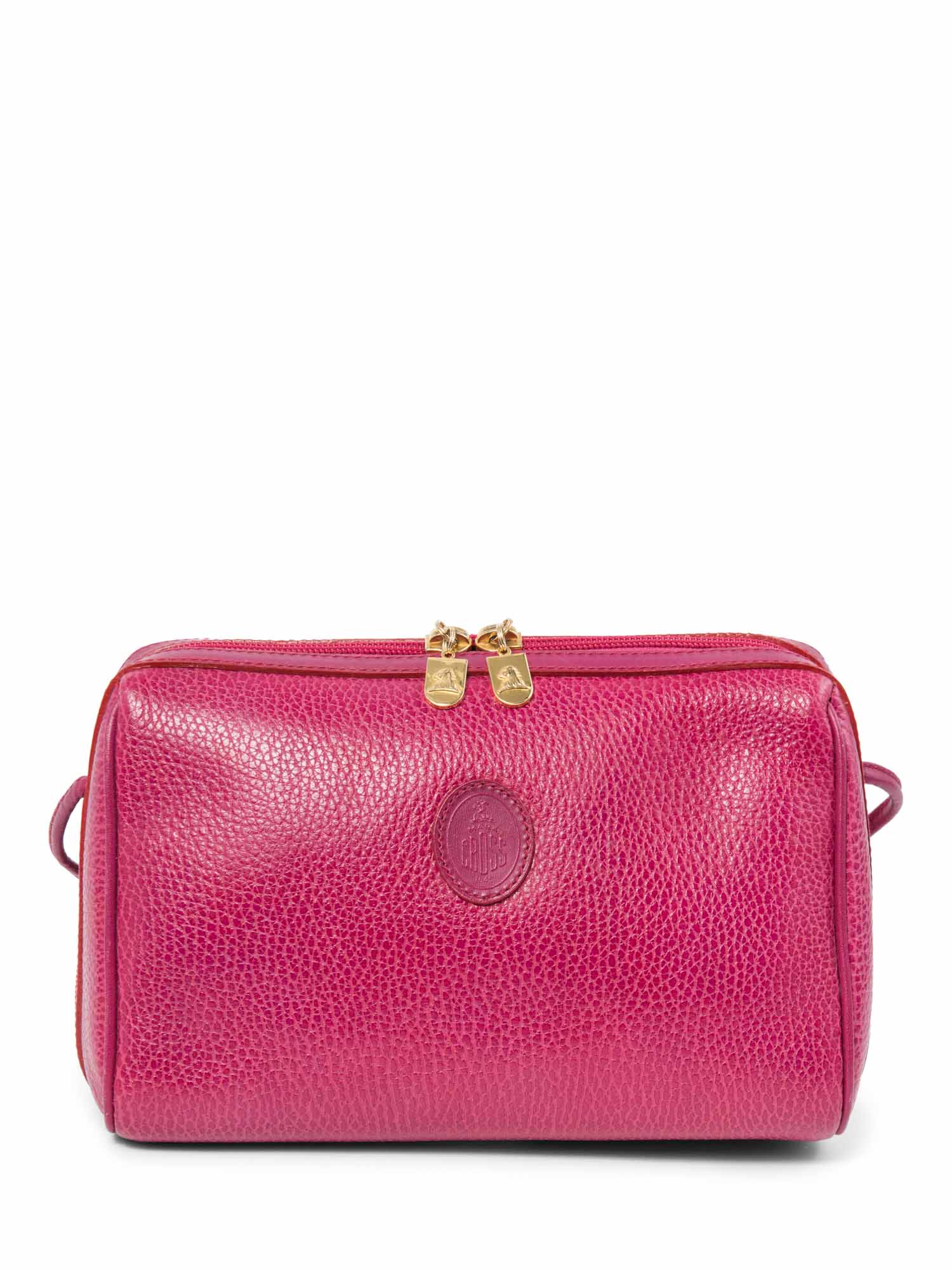 Mark Cross Logo Pebble Leather Messenger Bag Hot Pink