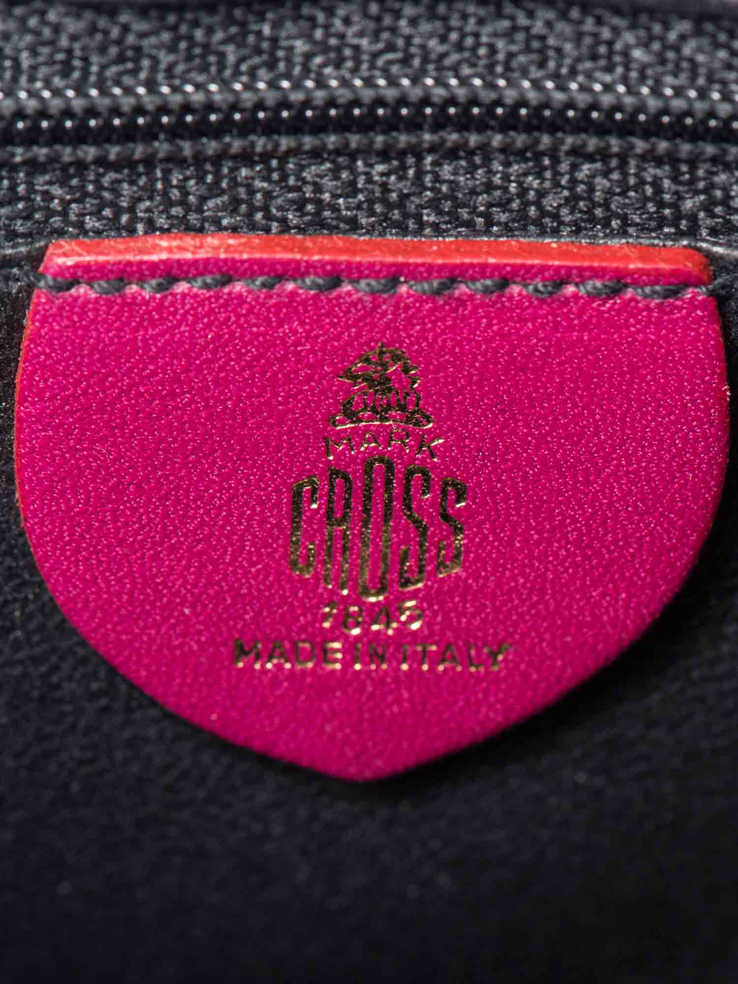 Mark Cross Logo Pebble Leather Messenger Bag Hot Pink