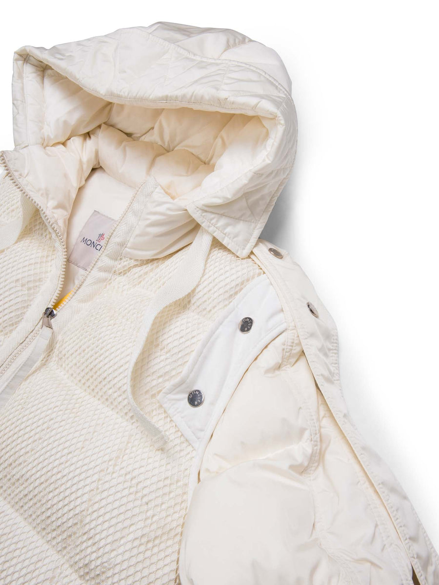 Moncler Logo Quilted Puffer Convertible Jacket Vest White