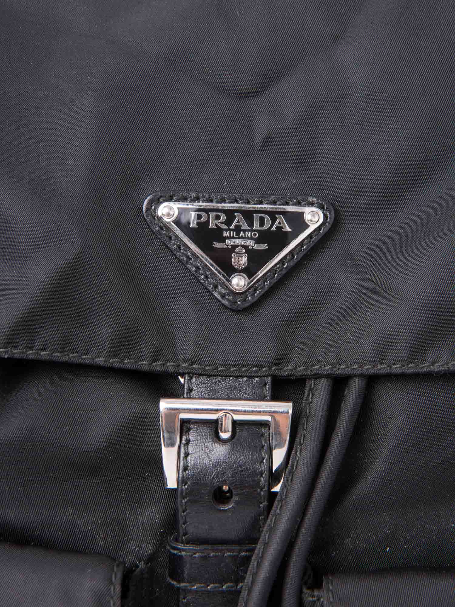 Prada Logo Nylon Medium Backpack Black