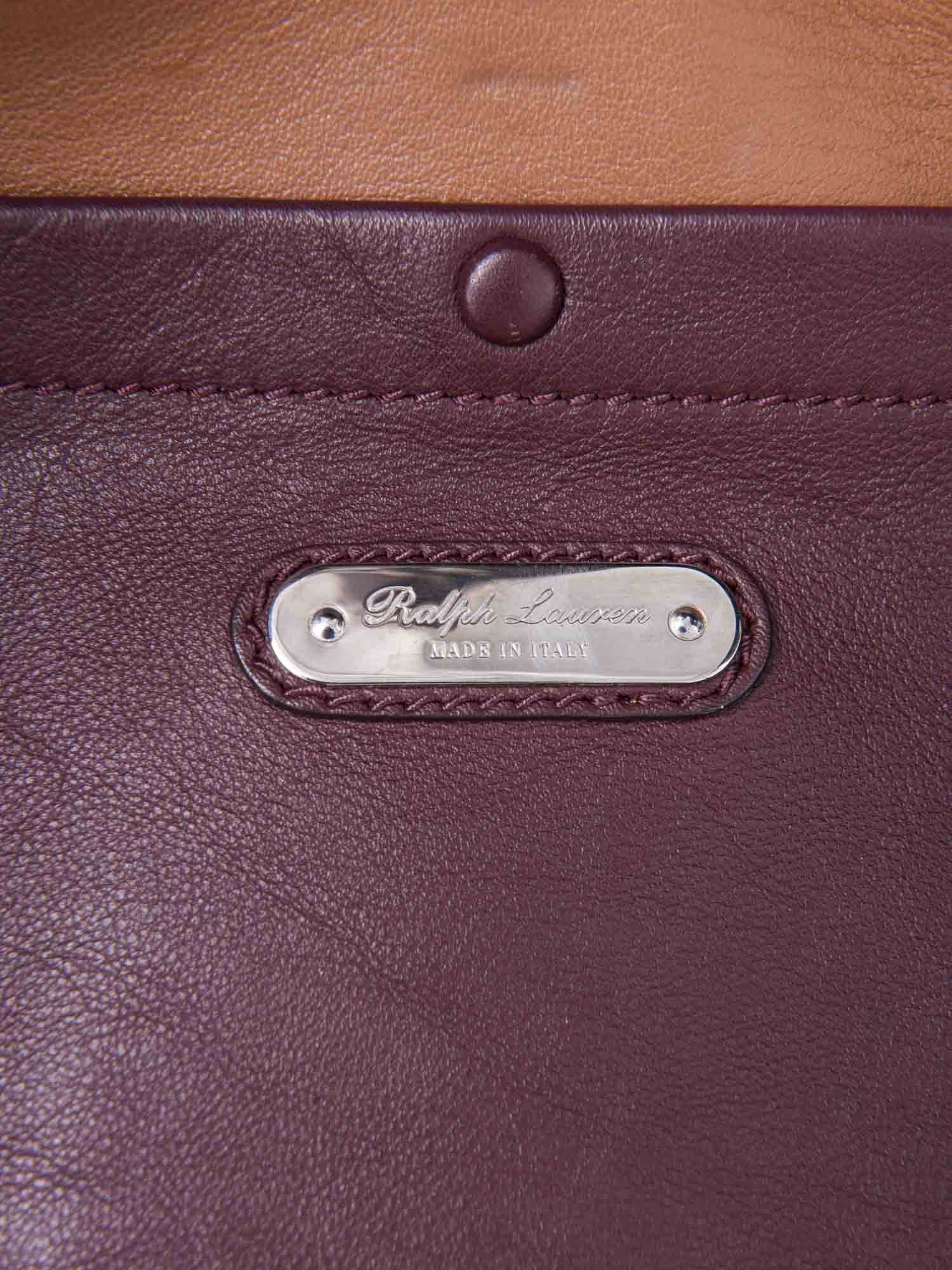 Ralph Lauren Logo Leather Ricky Bag Burgundy 33